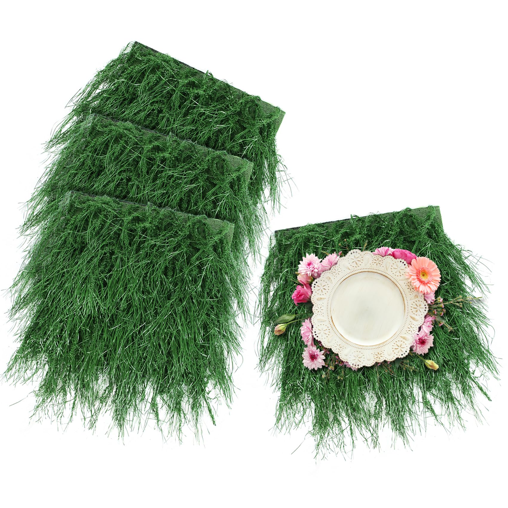 Amazon.com: XLX TURF Green Faux Thatch Grass Placemats, Table ...