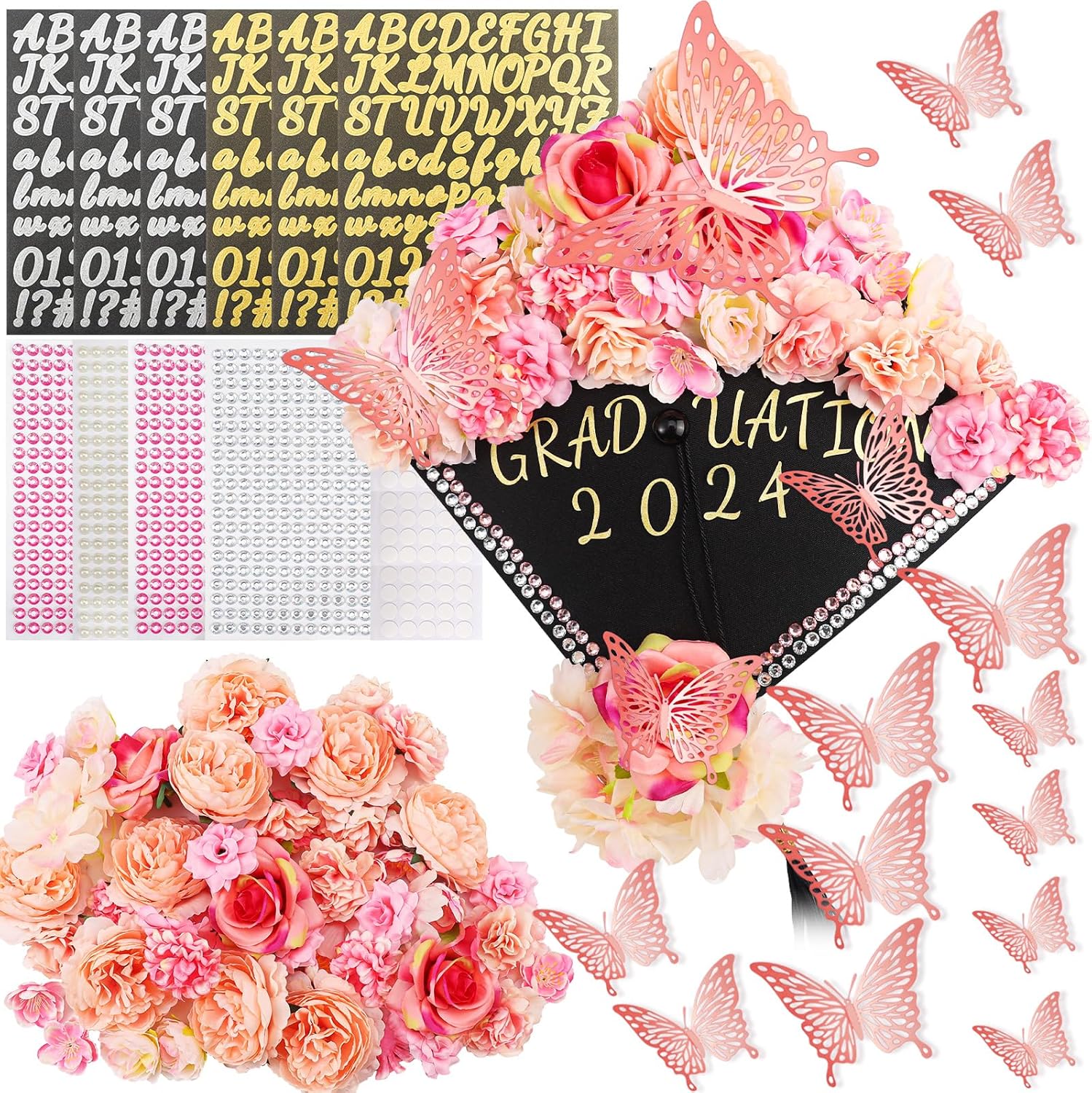 Amazon.com: ywevyezc 58Pcs Graduation Cap Decoration kit Grad Cap ...