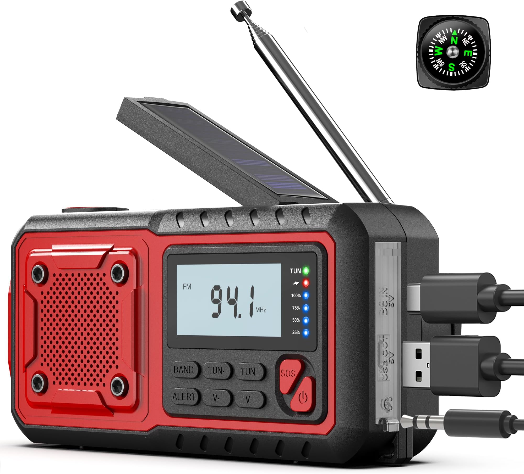 Amazon.com: Crank Emergency Radio 5000mAh, Weather Radio, Solar Radios ...