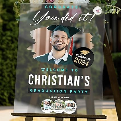 Amazon.com : 18"x24" Custom Welcome Sign for 2024 Graduation Party ...