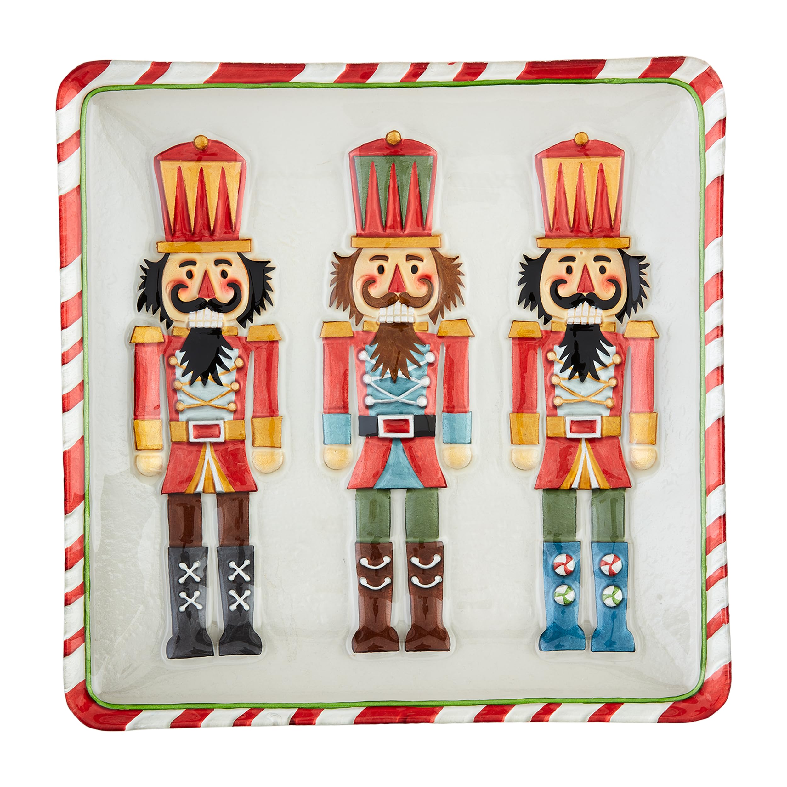 Amazon.com | Mud Pie Glass Nutcracker Platters & Trays, 12 1/4" x 12 1/ ...