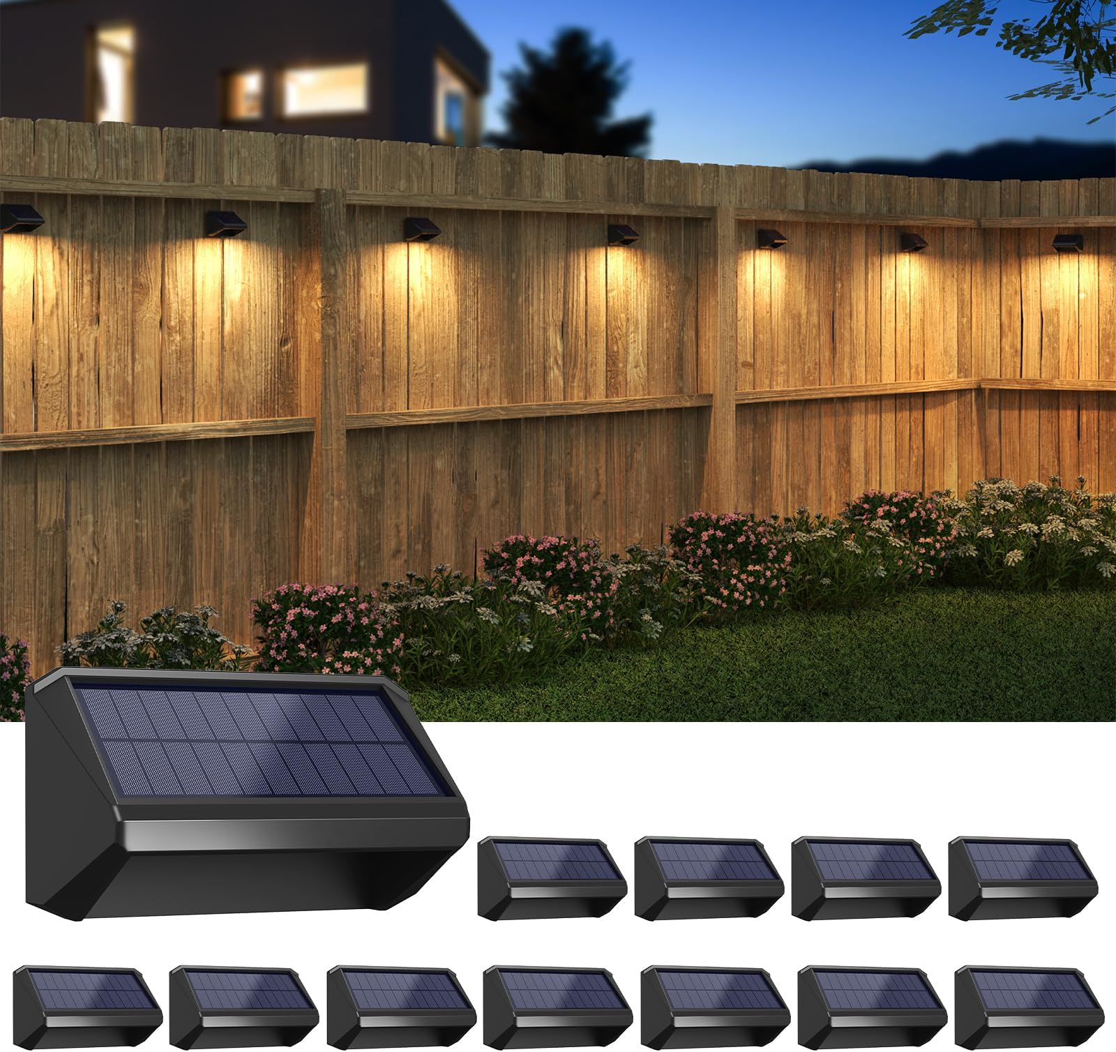 Bridika Solar Fence Lights Outdoor, 8 Colors and RGB Color Changing ...