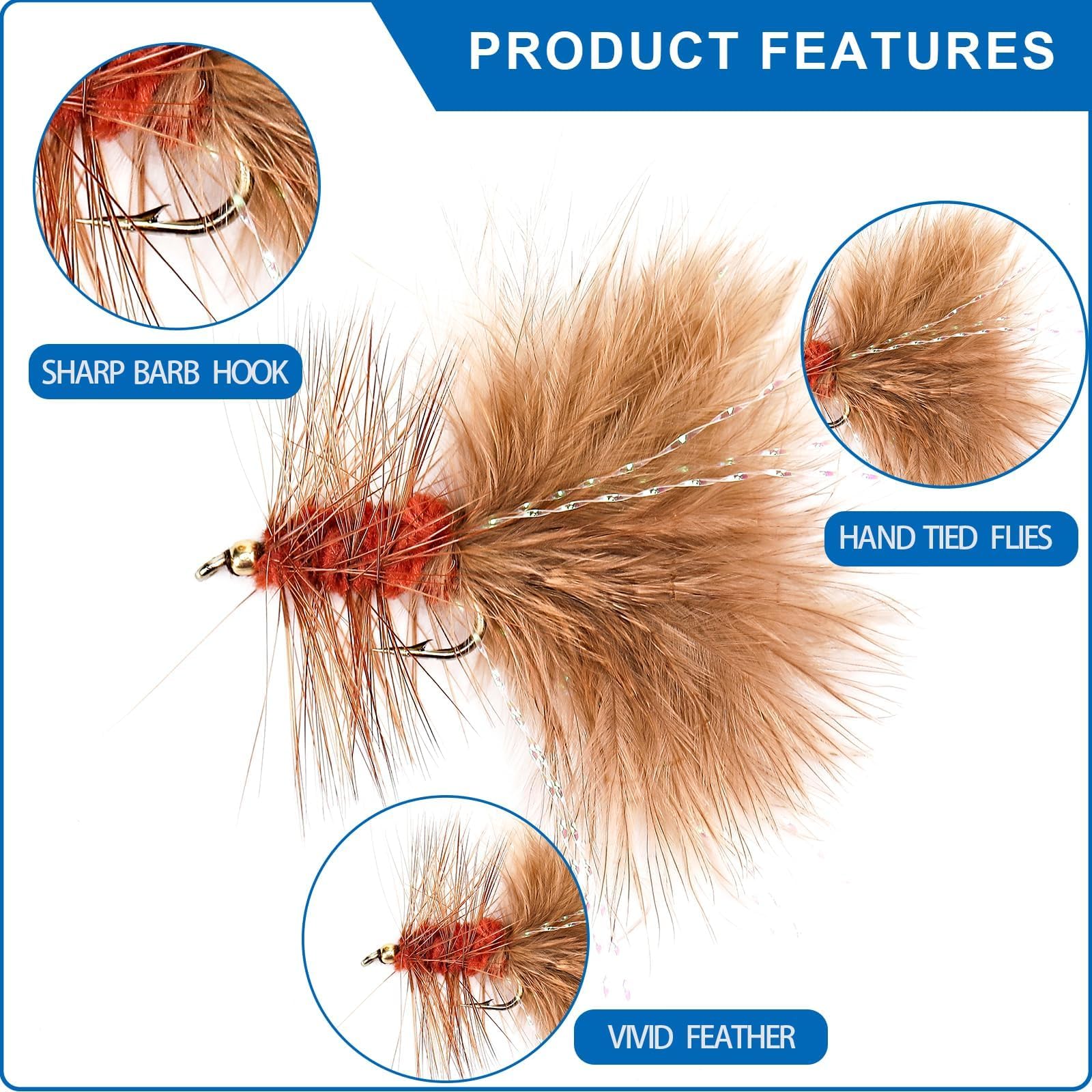 Snapklik.com : 18PCS Fly Fishing Flies Assortment, Hand Tied Woolly ...