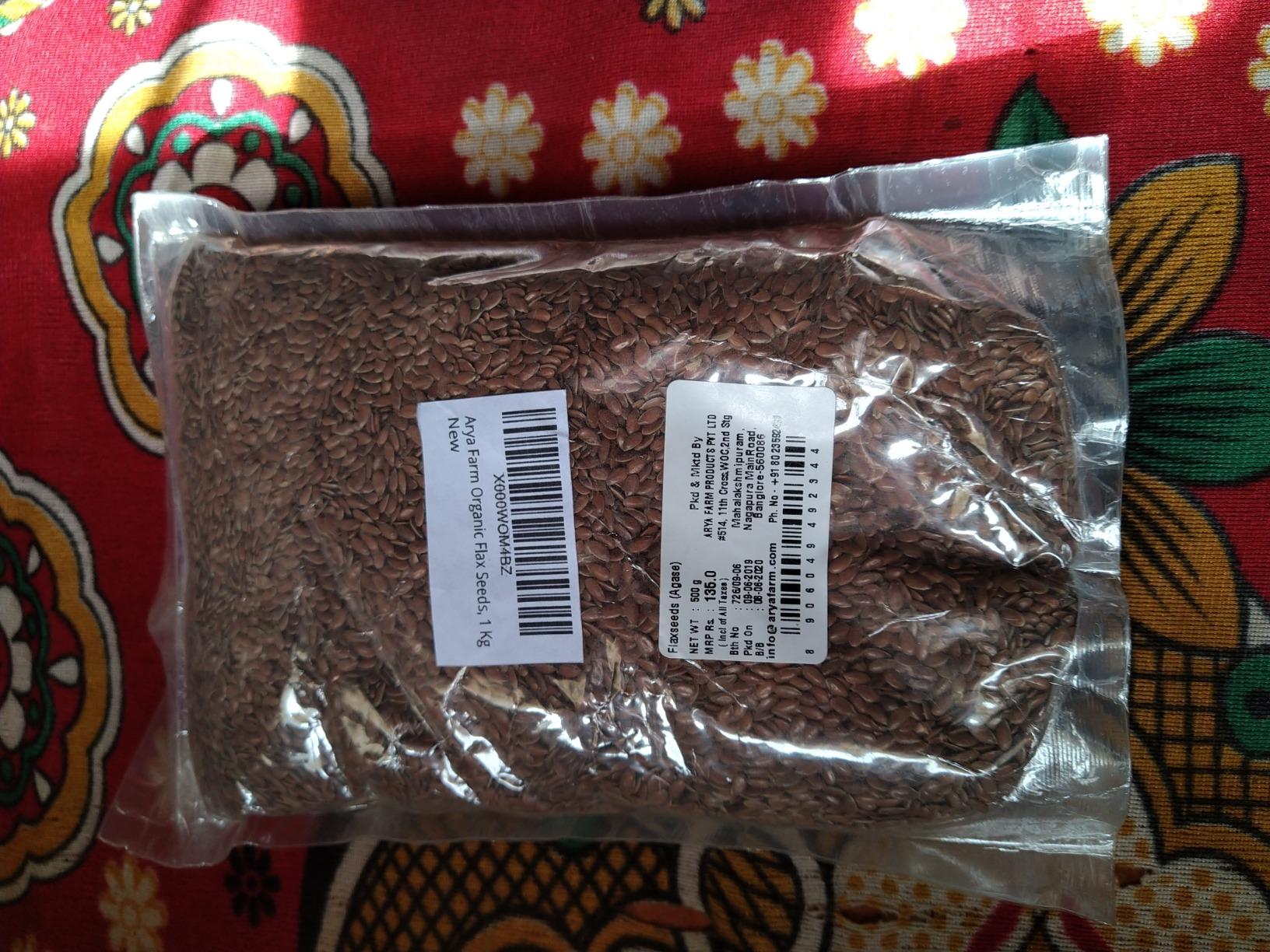 Arya Farm Arya Farm Organic Flax Seeds, 1 Kg, 2 X 500g : Amazon.in ...