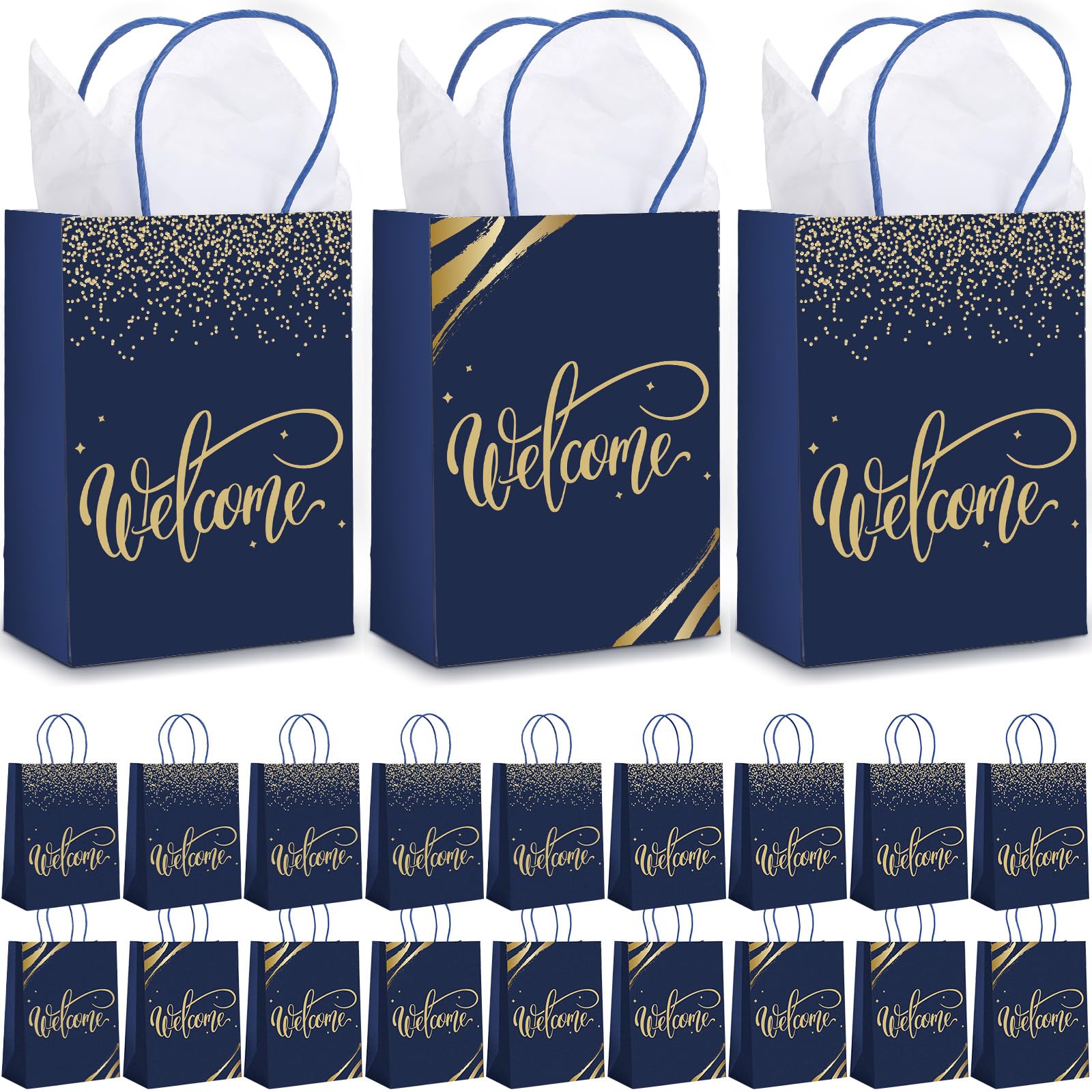 Amazon.com: Kosiz 50 Sets Welcome Gift Bags Bulk with Handles and ...