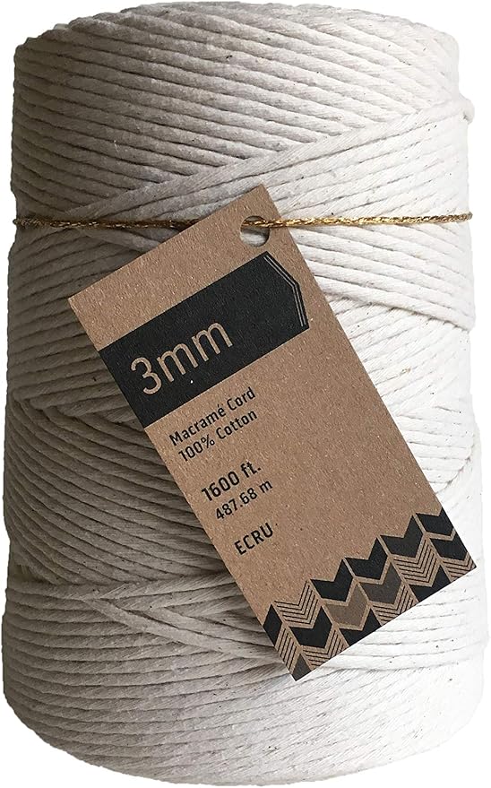 Amazon.com: 3mm Cotton Macrame Cord/Bulk Knotting Rope : Arts, Crafts ...