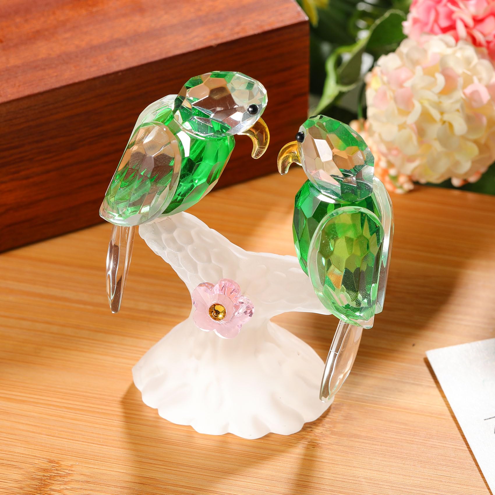 Snapklik.com : Crystal Parrot Statues Decor Glass Birds Figurines ...