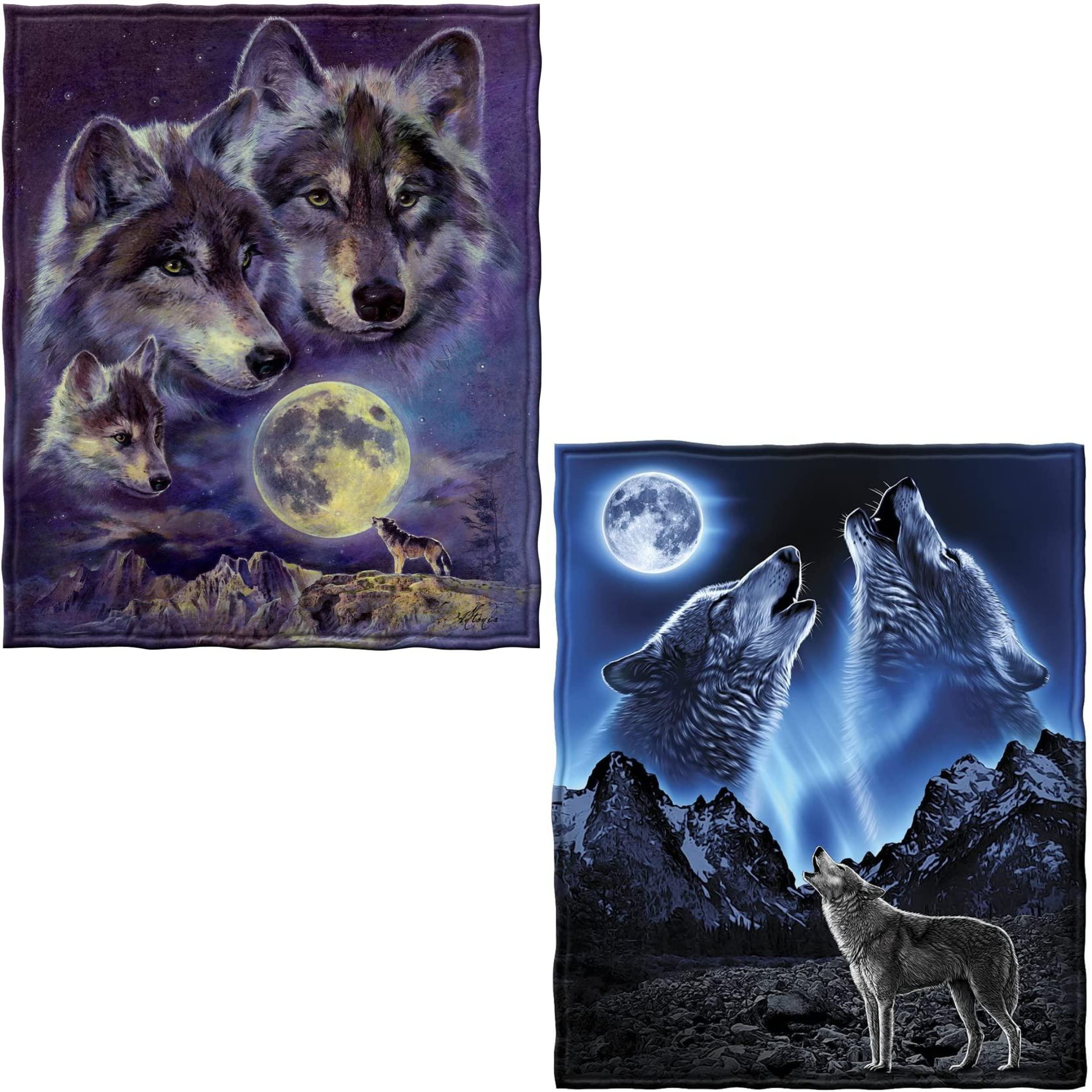 Howling Wolf Moon Gray Blankets Dawhud Direct Super Soft Plush Fleece