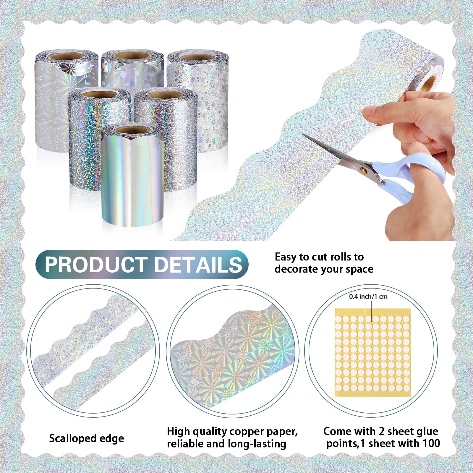 Snapklik.com : 160ft Iridescent Borders For Bulletin Board, Neon ...