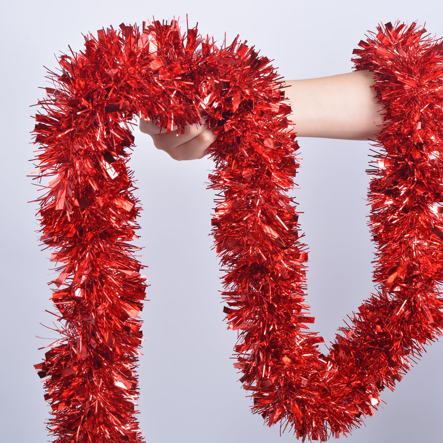 Amazon.com: YUKL Red Tinsel Garland 49.2Feet Christmas Garland Party ...