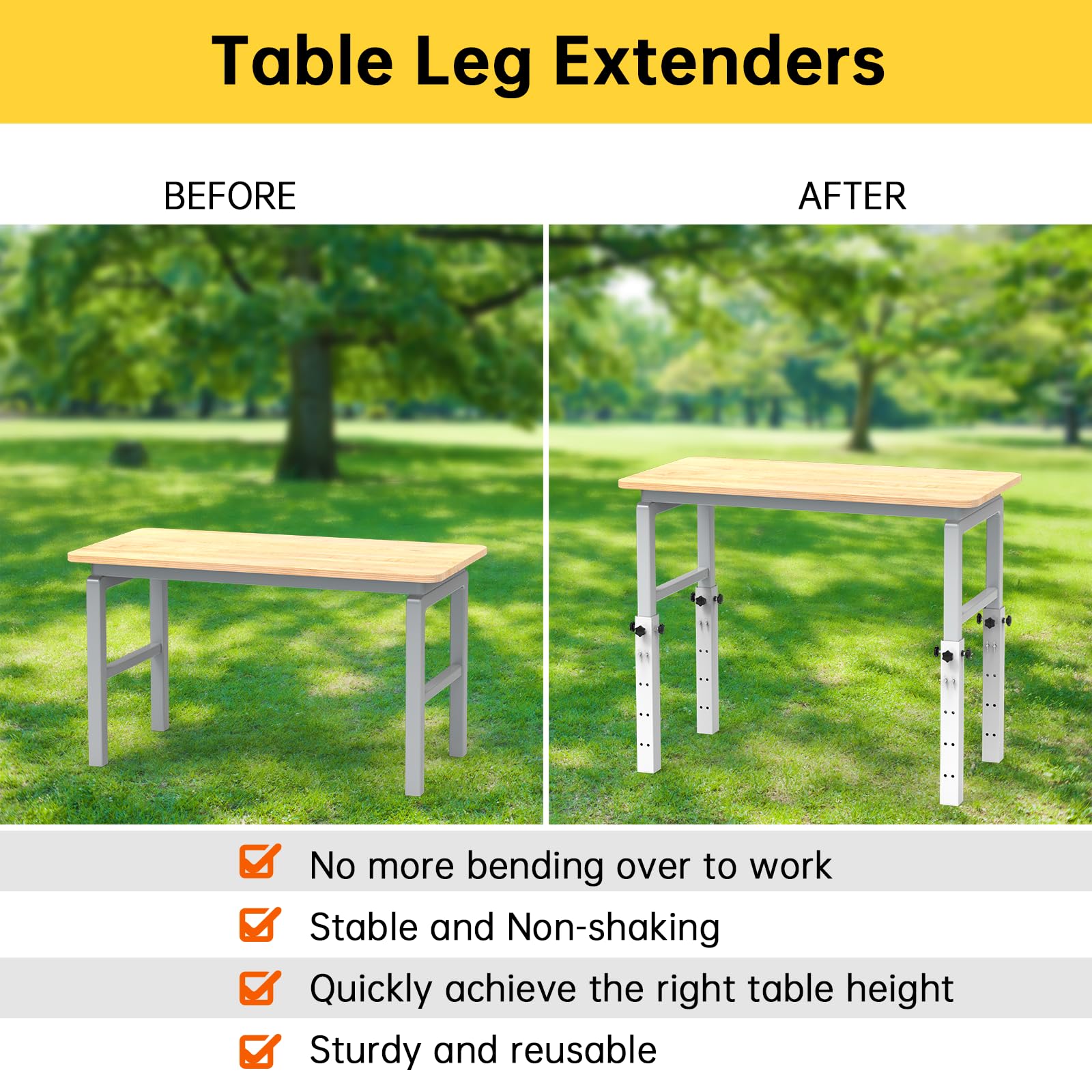 Snapklik.com : Appacare 4 Pcs White Table Leg Extenders - Adjustable ...