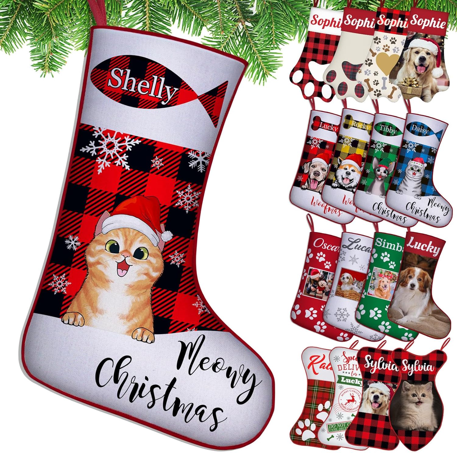 Amazon.com: SIMIEEK Personalized Cat Breed Christmas Stockings Custom ...
