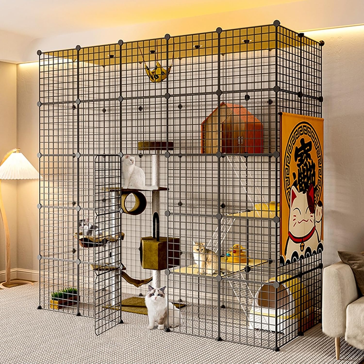 Amazon.com: Large Cat Cage Indoor DIY Detachable Metal Cat Crate ...