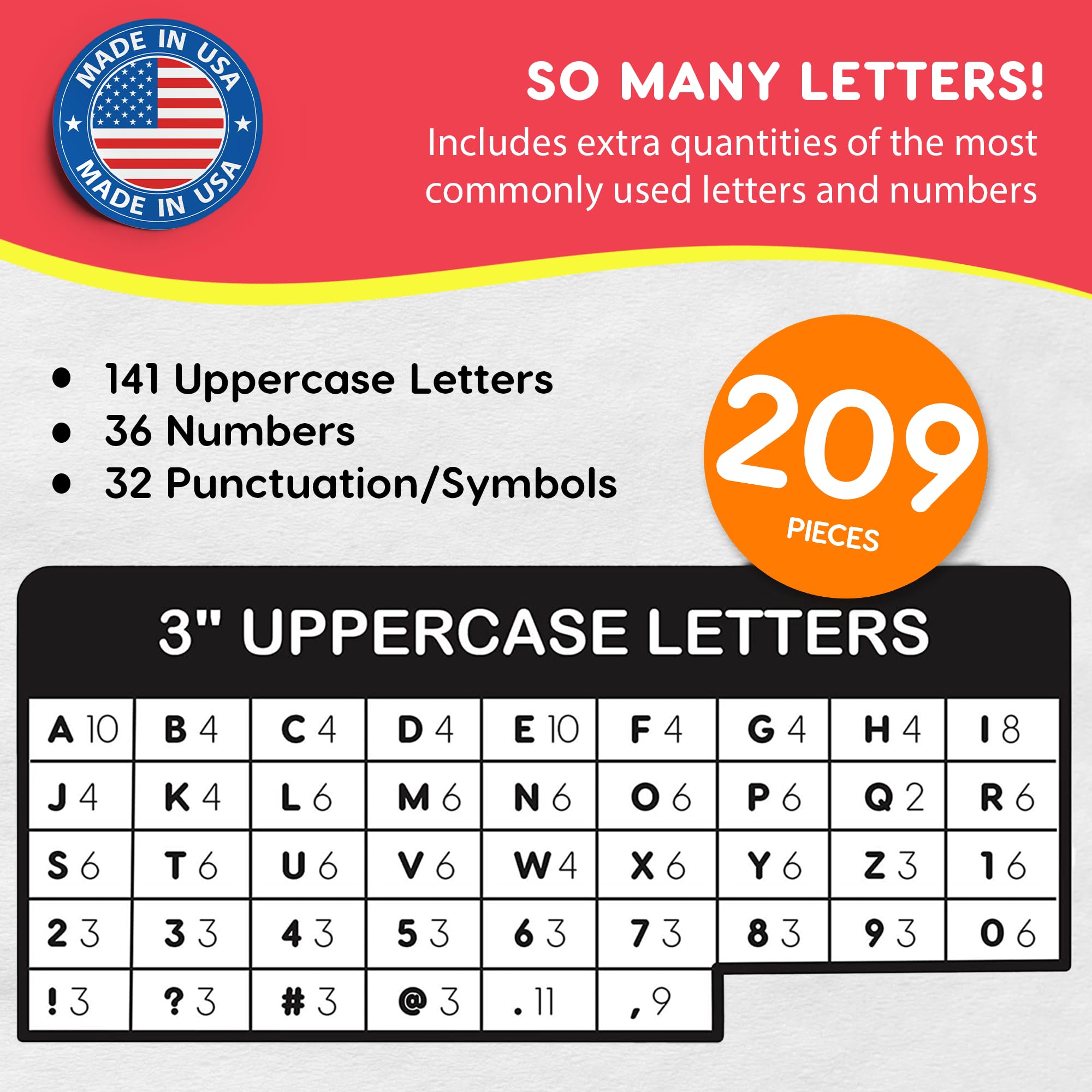 Snapklik.com : 209 Pcs 3" Bright Bulletin Board Letters & Numbers ...