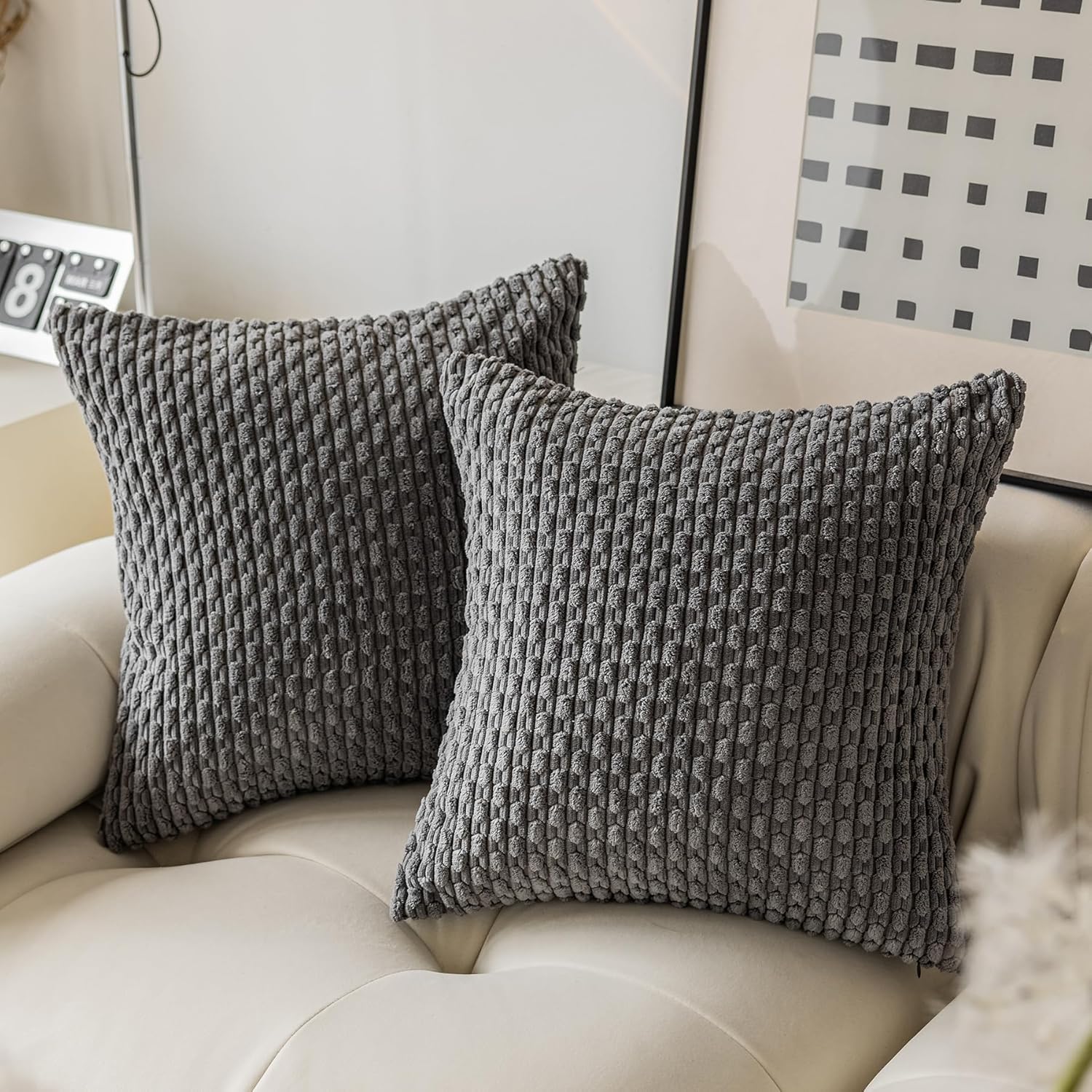 Amazon.com: Kevin Textile 2 Packs Dark Grey Decorative Throw Pillow ...