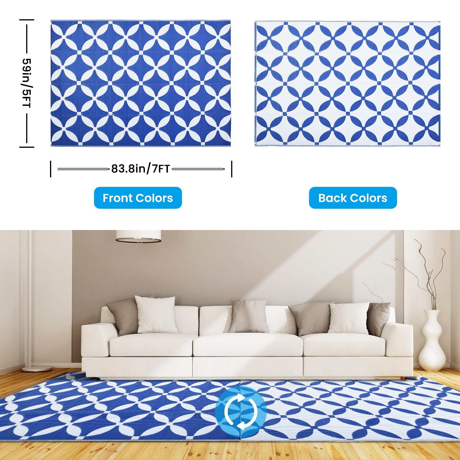Snapklik.com : Sun-Ray Skyline Breeze Outdoor Area Rug For Patio