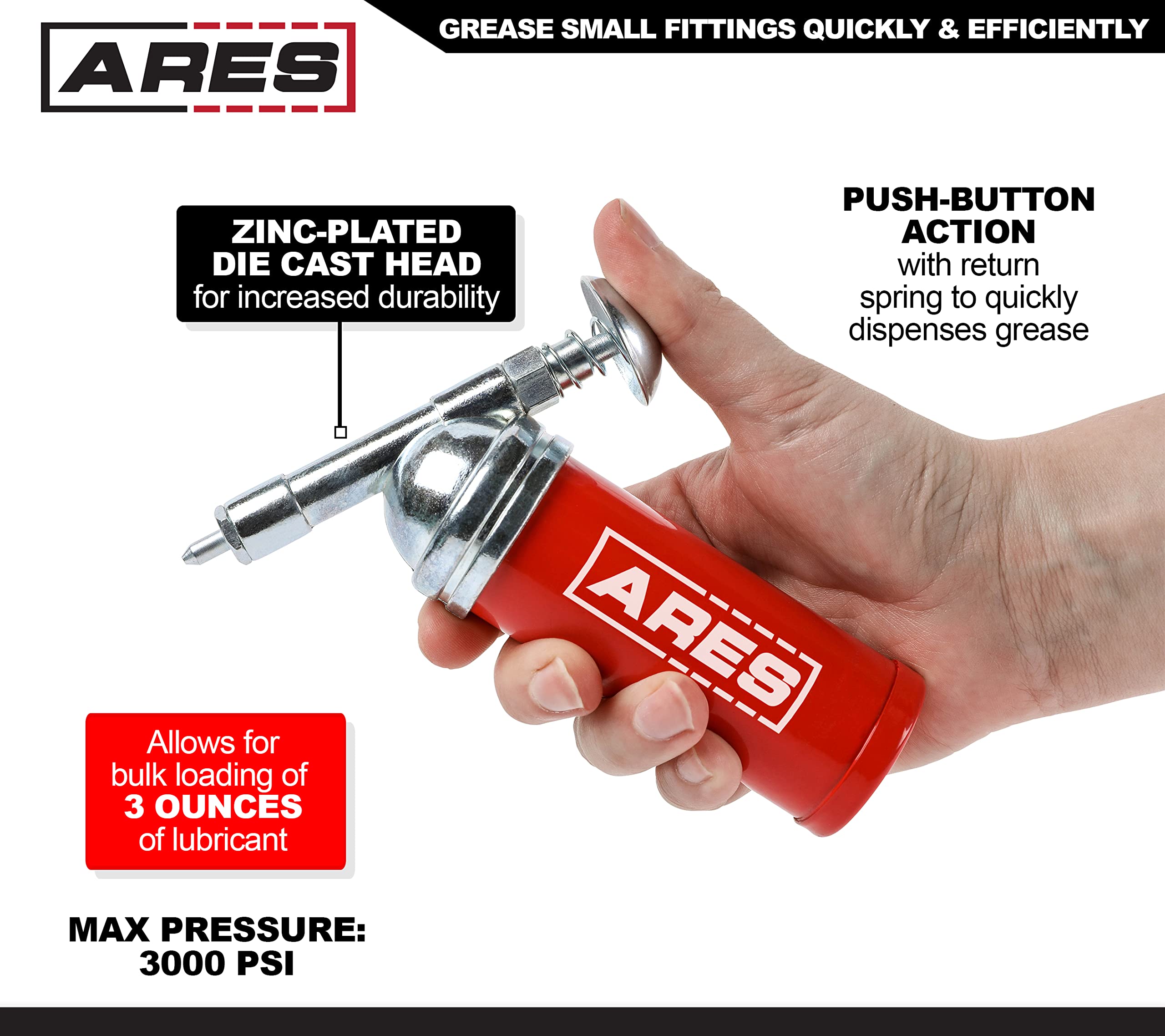 Snapklik.com : 53010 3-Ounce Push-Type Mini Grease Gun - Needle Nozzle ...