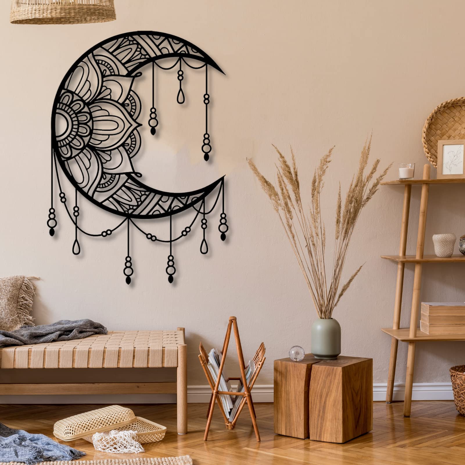 Amazon.com: Metal Half Moon Decorative Wall Art, Metal Crescent Moon ...