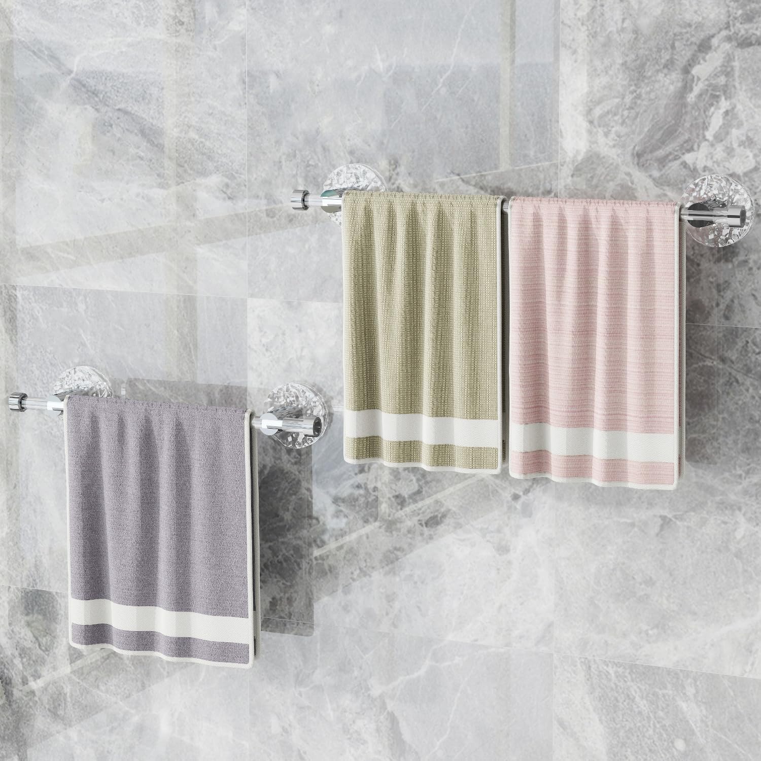 Amazon.com: 2 Pieces Bathroom Towel Bar,No Drill Towel Rod,Acrylic ...