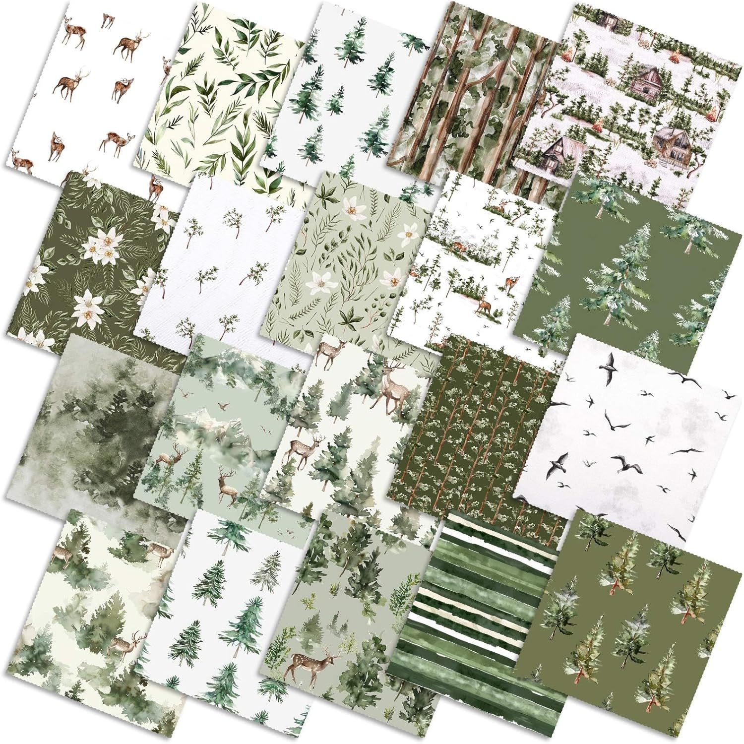 Amazon.com: HunnmingRe 20 Pcs 10''x10'' Watercolor Forest Quilting ...