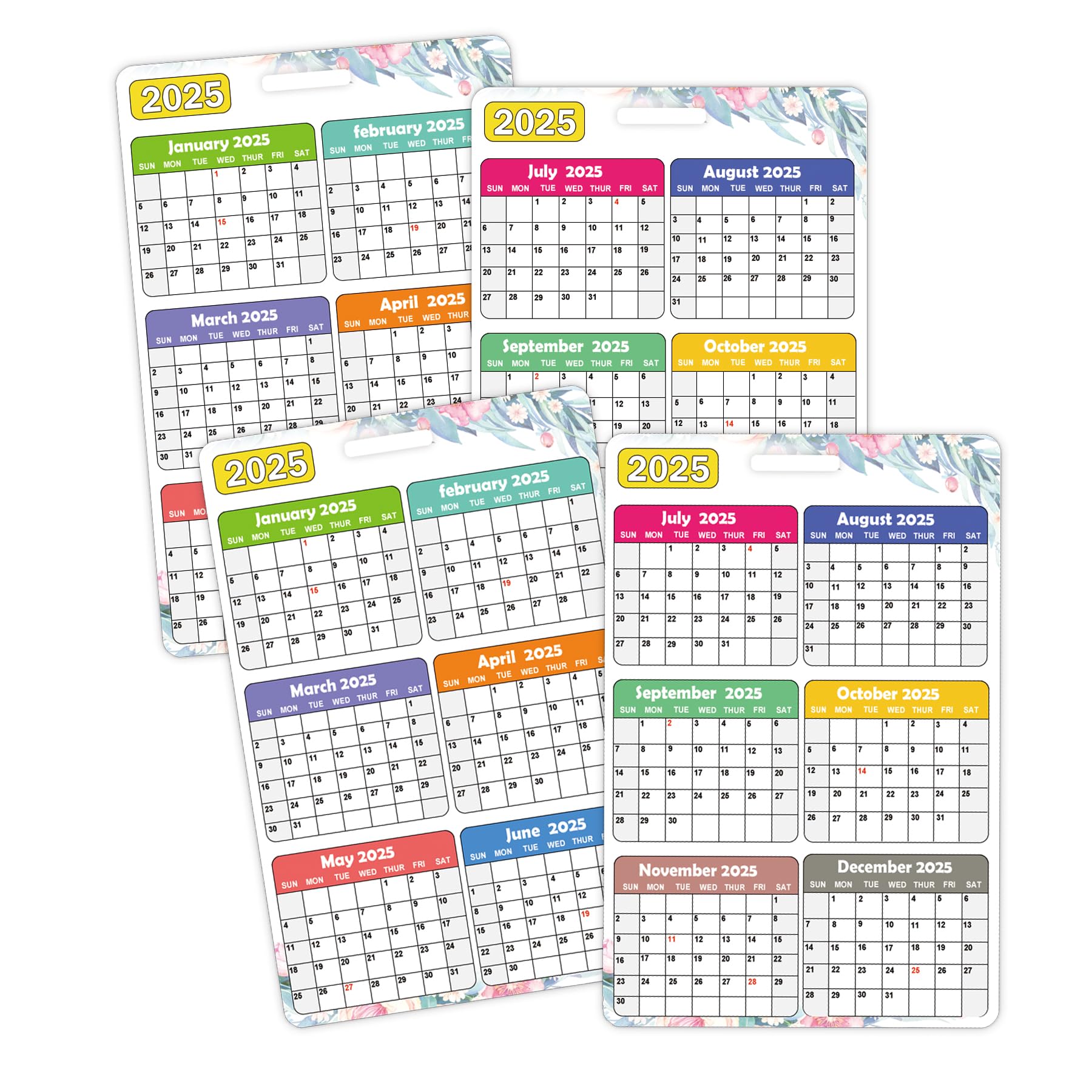 Snapklik.com : 2025 Monthly Calendar Badge Card 3.3x2.2 Inch Mini ...