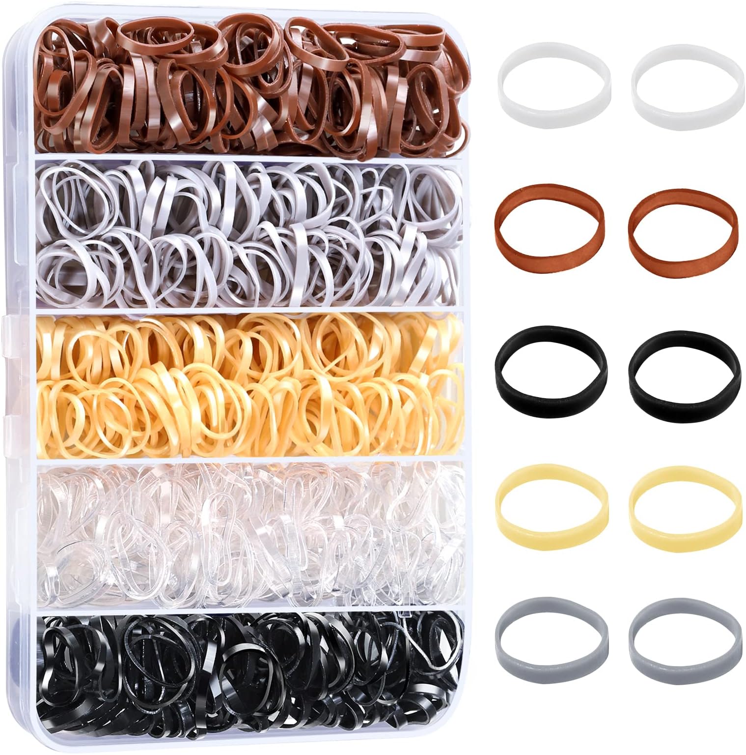 Amazon.com : YGDZ Elastic Hair Bands, 5 Colors 600 pcs Hair Ties, Mini ...