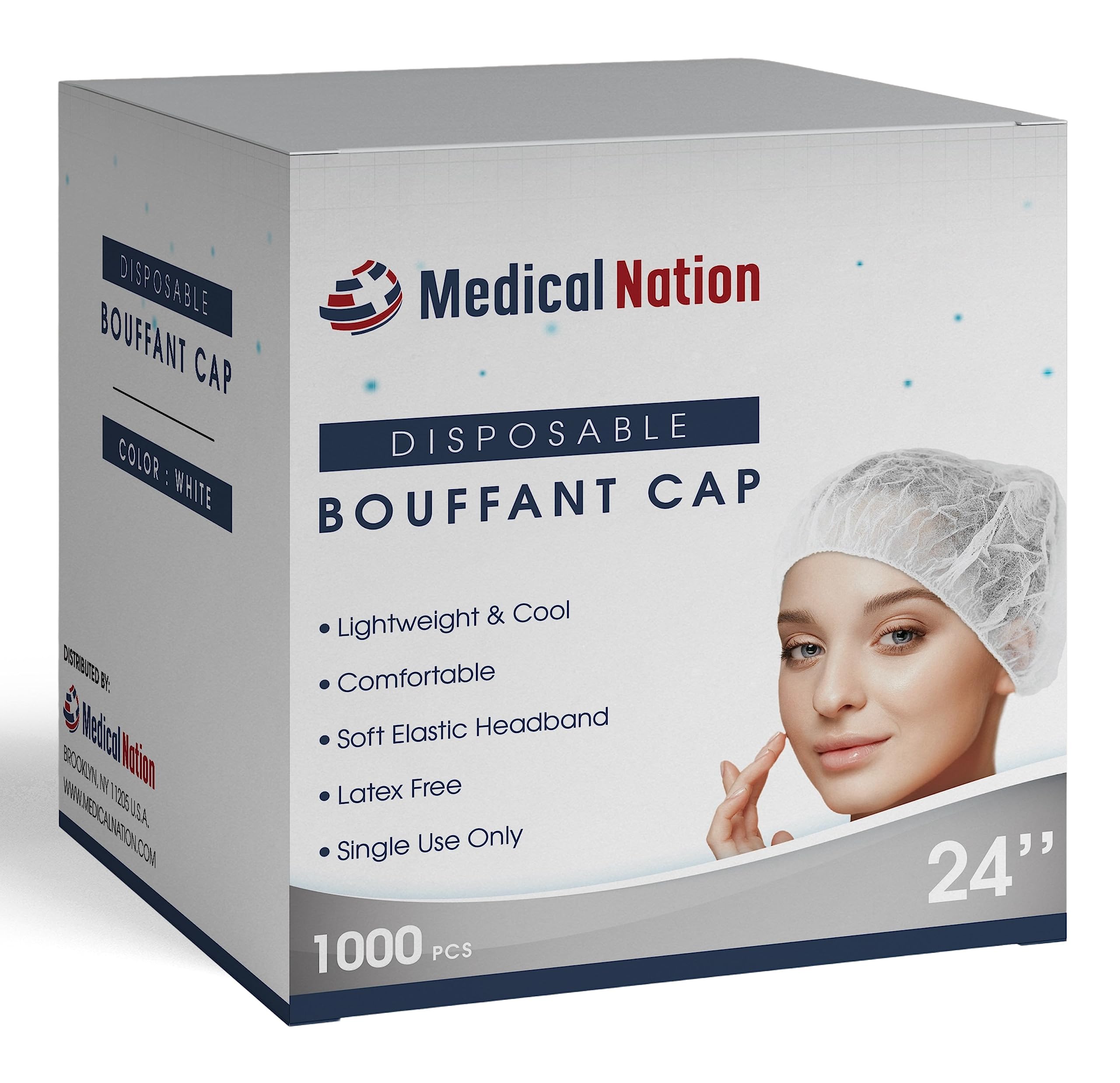 Snapklik.com : MEDICAL NATION 24" Hair Net, White Disposable Bouffant ...