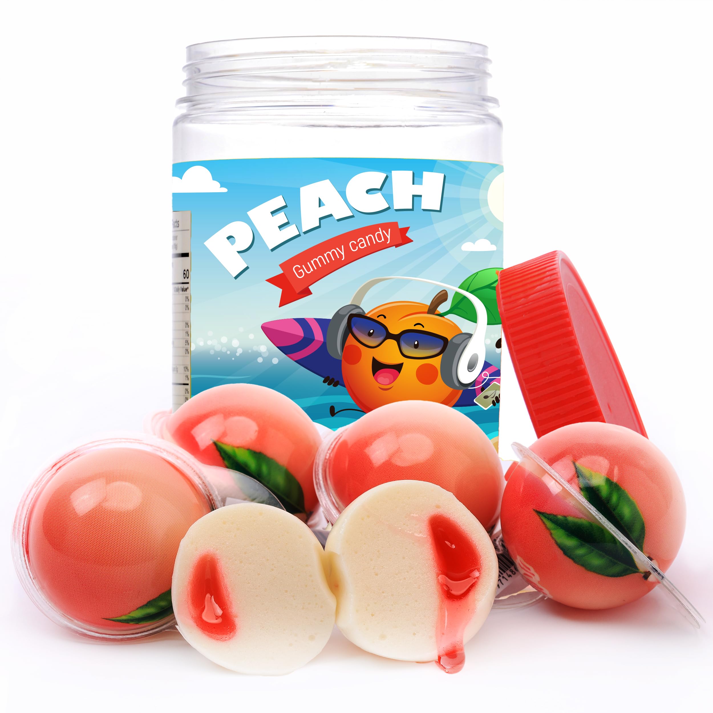 Amazon.com : Gummy Candy - Large Jelly Filled Gummies - Peach Candy ...