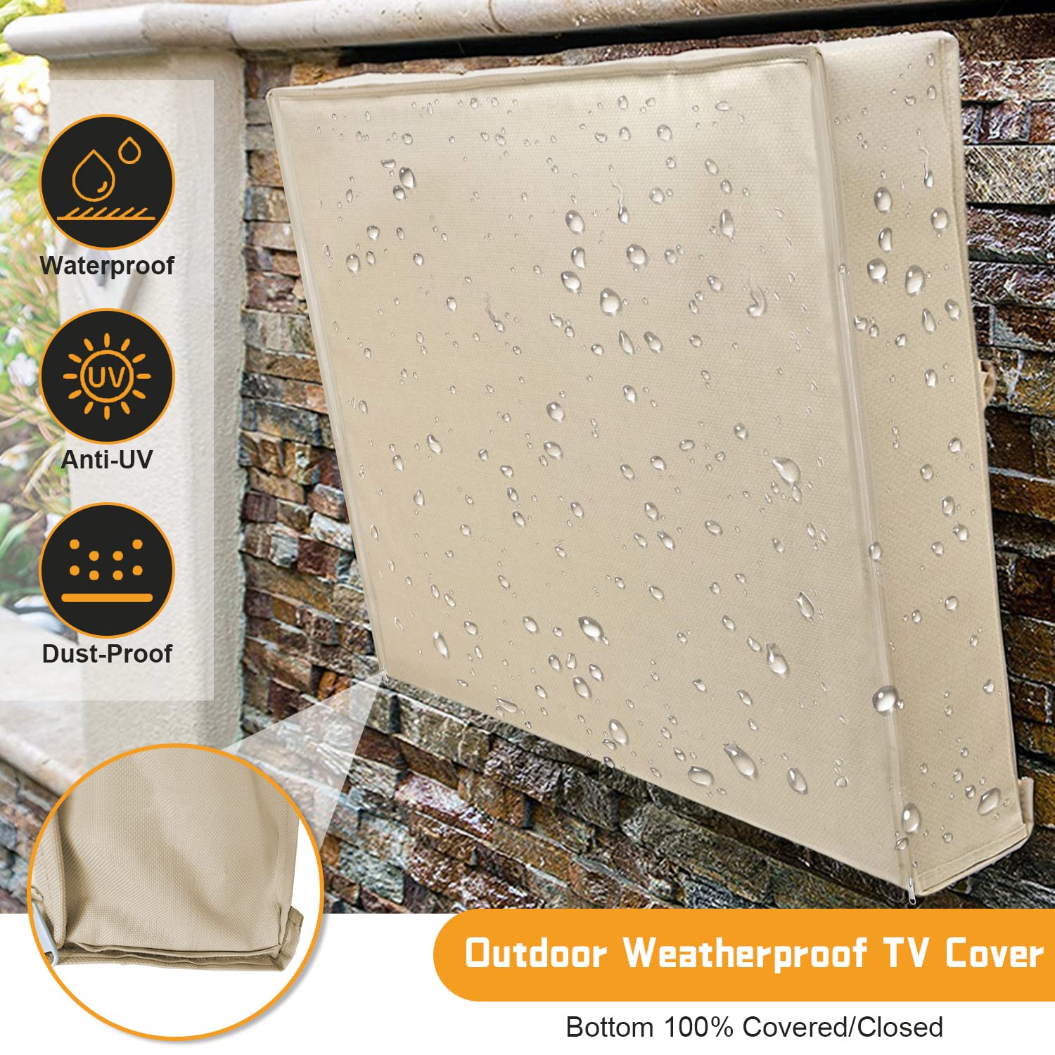 Outdoor TV Cover 60 to 65 Inches Weatherproof, Waterproof Outside TV ...