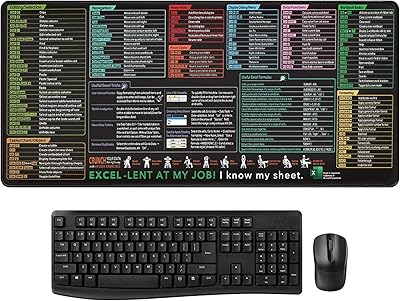 Lotvic Excel Shortcuts Mouse Mat, 80x30cm Excel Cheat Sheet Desk Mat ...