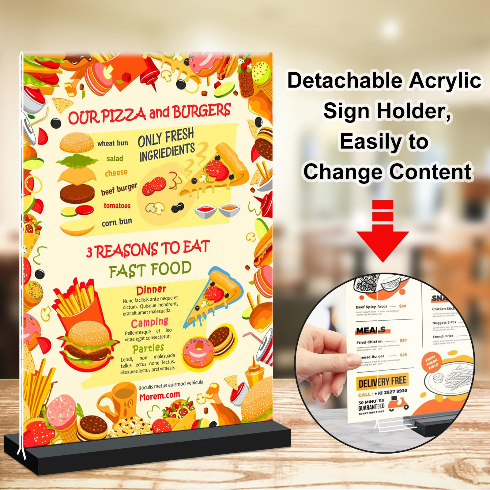 Snapklik.com : Acrylic Sign Holder 4x6, 12 Pack Clear Double Sided Menu ...