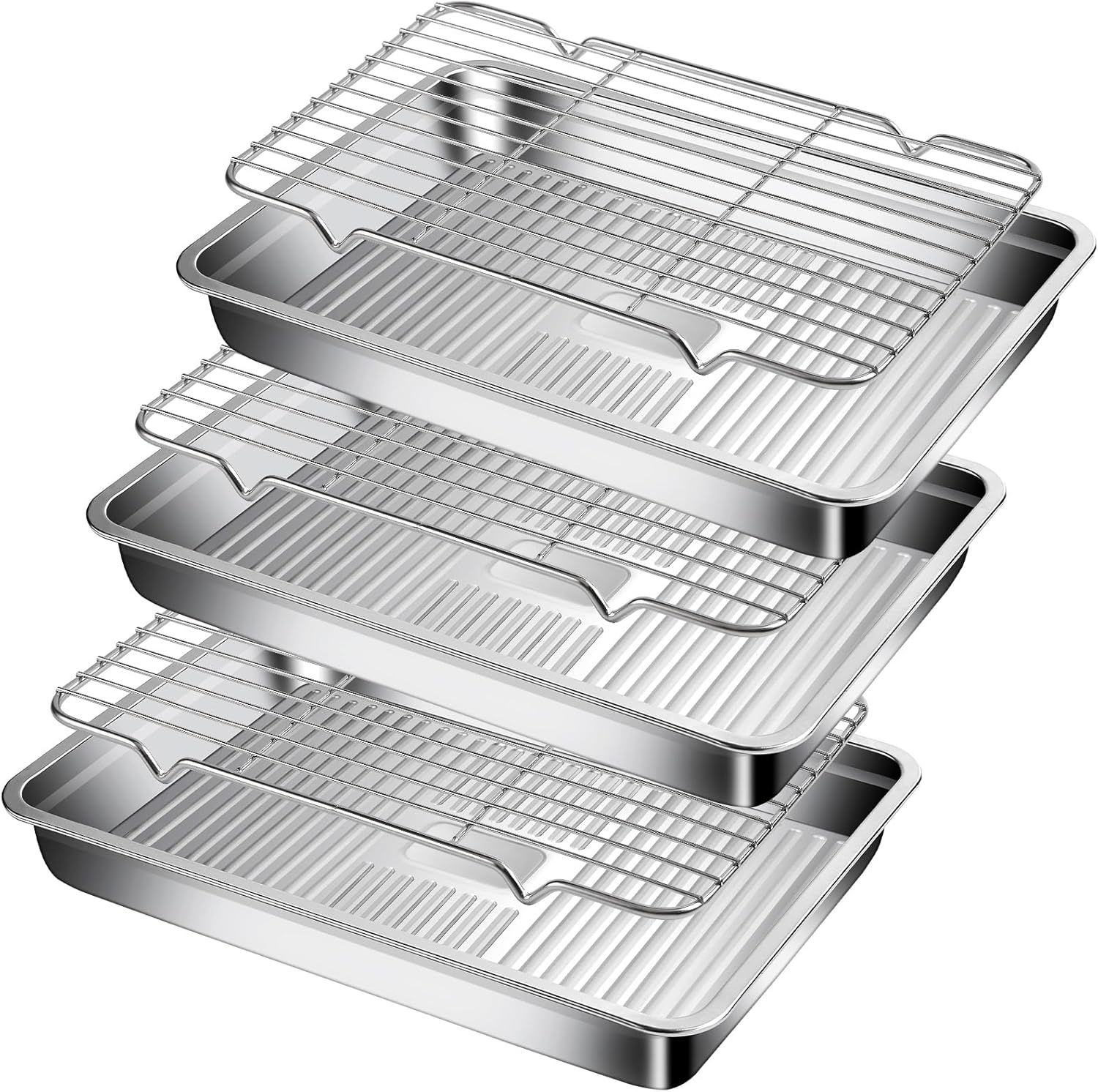 Amazon.com: GIUOIDUO Stainless Steel Baking Tray with Grill,(3 trays ...