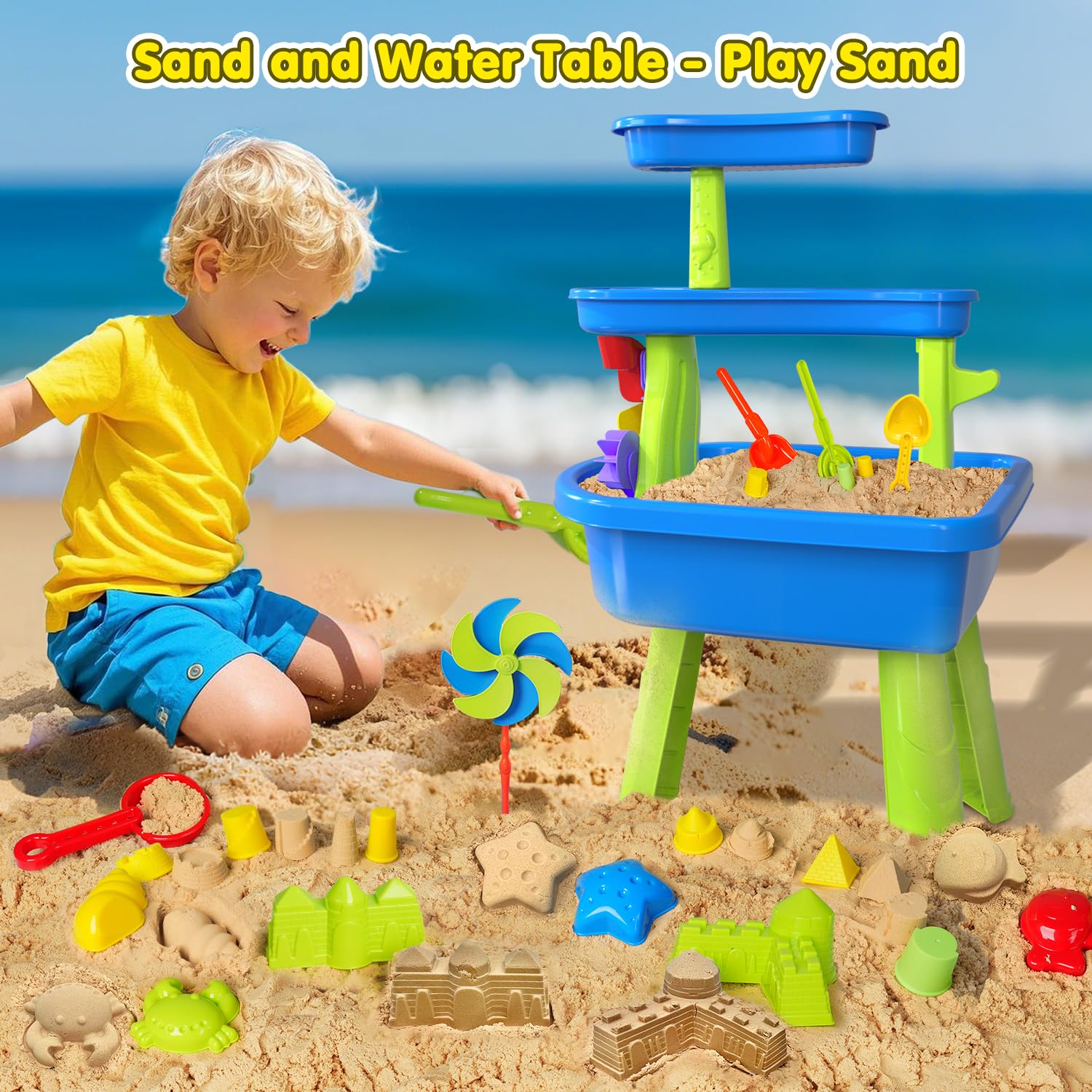Snapklik.com : 3-Tier Sand Water Table For Toddlers, 36-Piece Kids ...