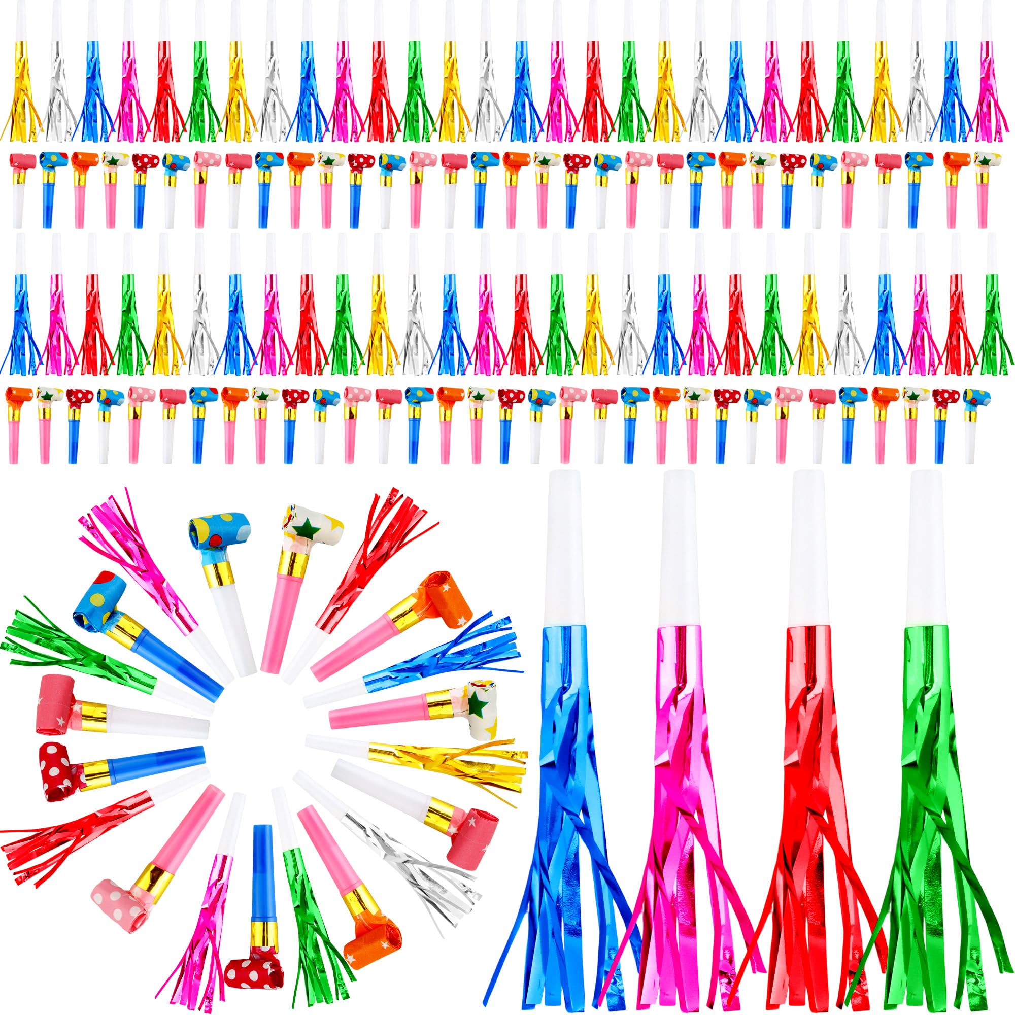 Amazon.com: Cagemoga 160 Pcs Party Blowers Set Includes 100 Pcs Glitter ...