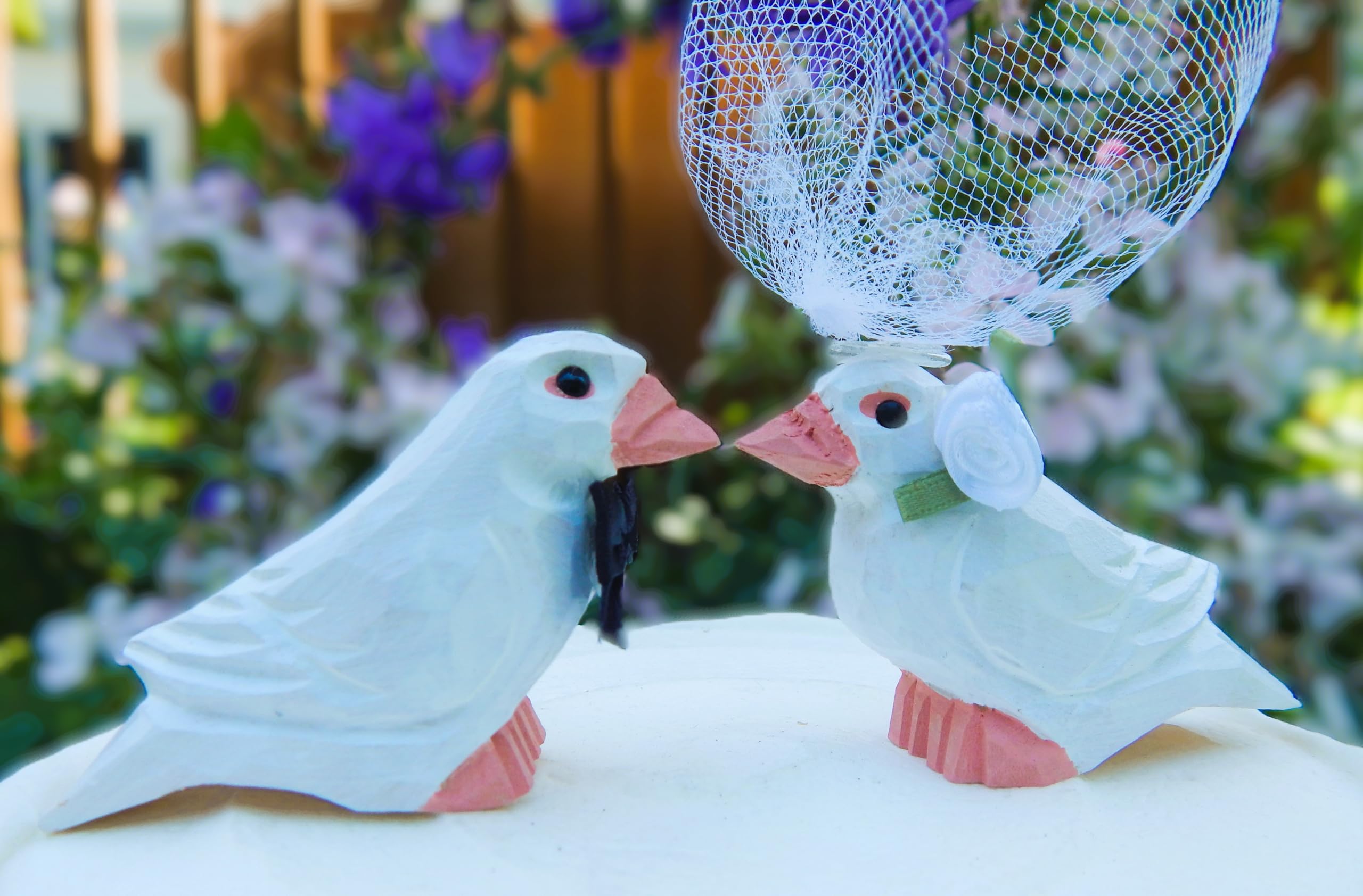 Amazon.com: White Dove Love Bird Cake Topper Bride & Groom Wedding ...