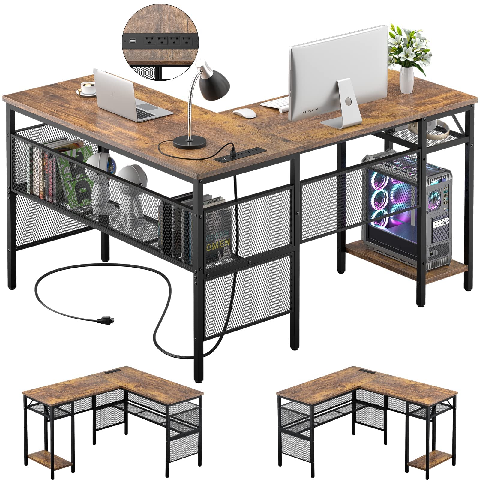 Buy Unikito L Shaped Desk with USB Charging Port and Power Outlet ...