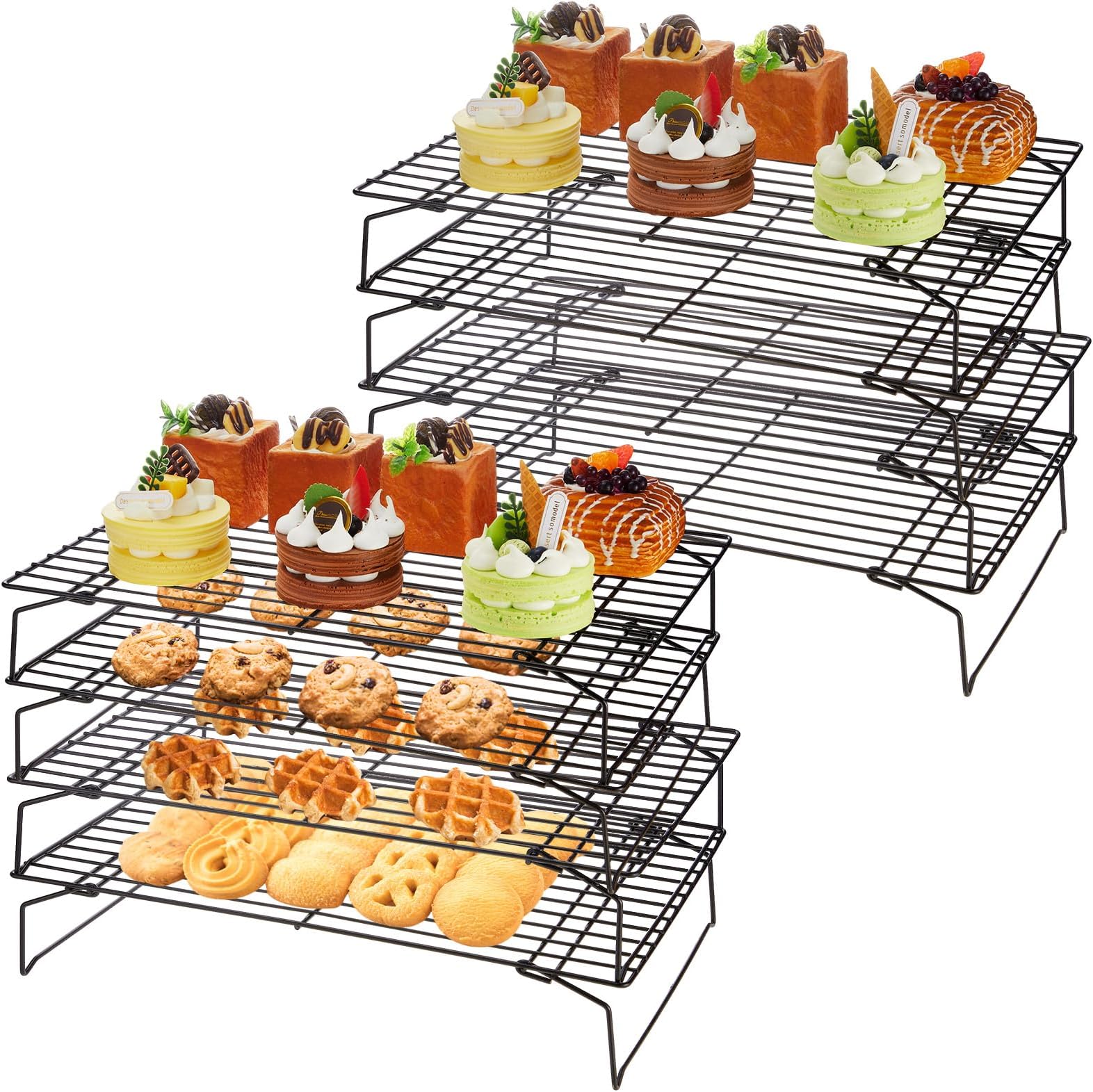 Amazon.com: meekoo 2 Pack 4 Tier Cooling Rack Set Stackable Stainless ...