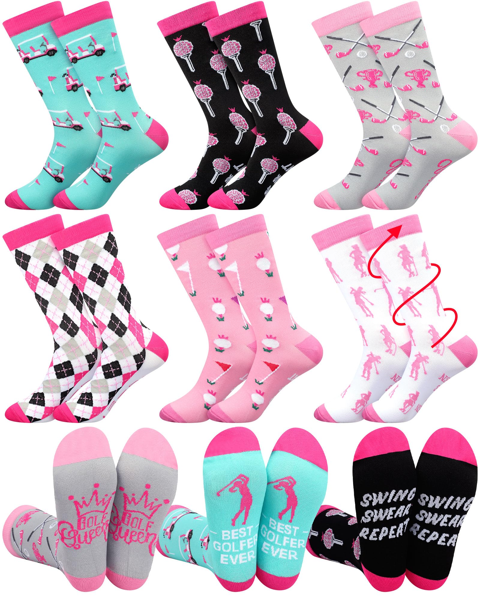 Amazon.com: Hercicy 6 Pairs Funny Golf Compression Socks for Women ...