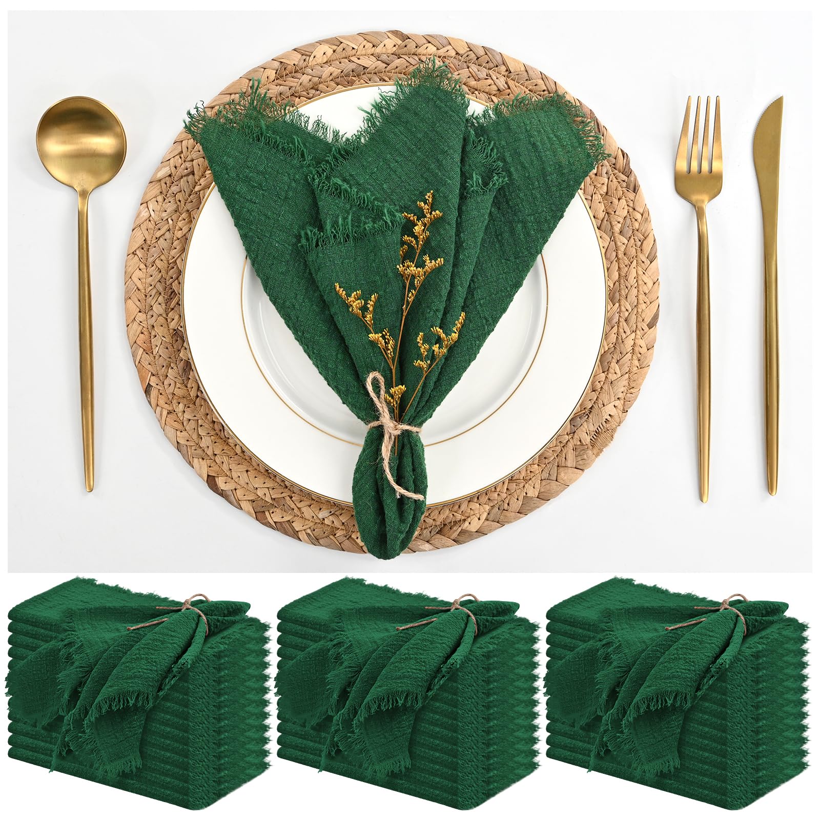 Amazon.com: 36 Pack Green Cloth Napkins Cotton Linen Napkins 16 x 16 ...