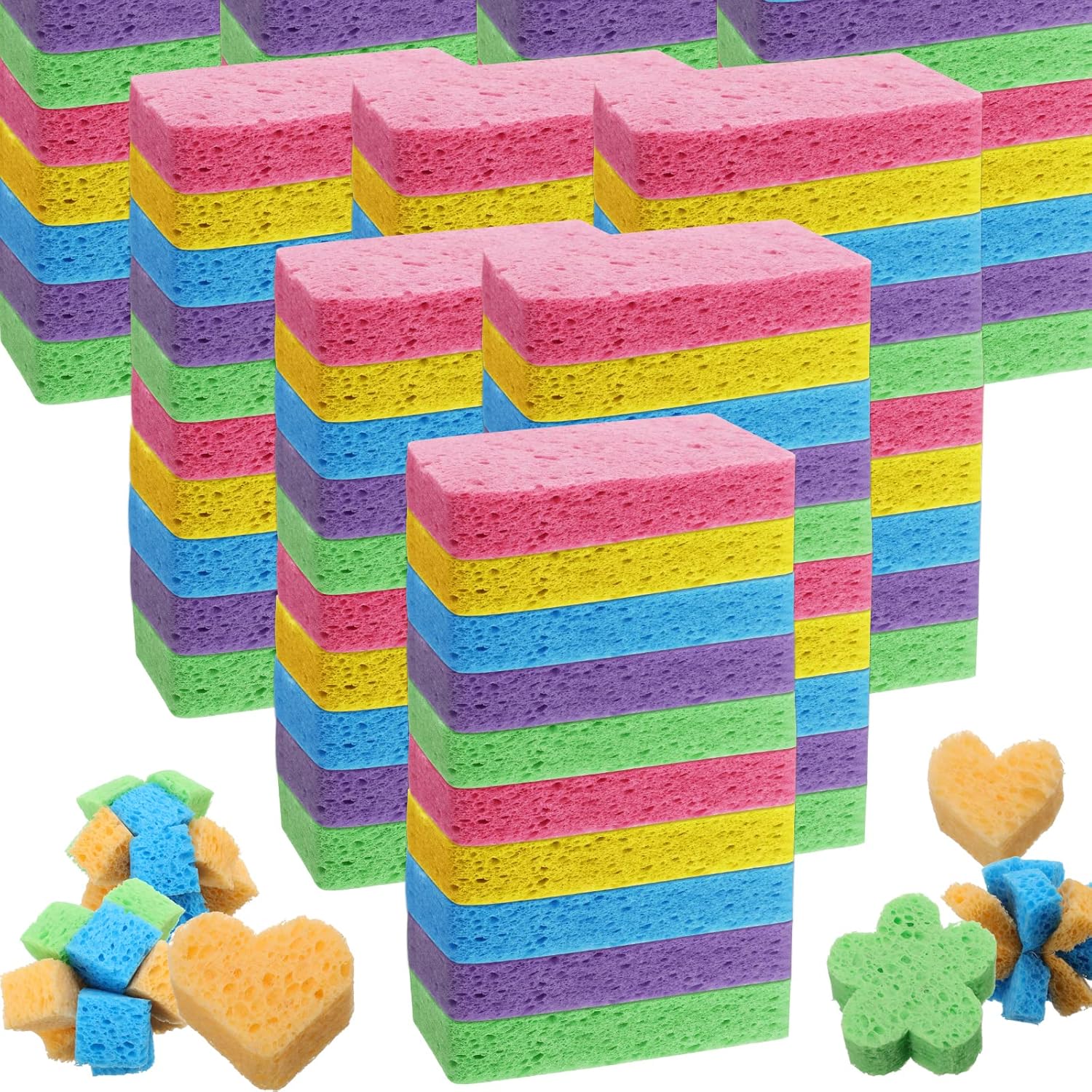 Amazon.com: Nuenen 60 Pcs Compressed Sponge Cleaning Scrub Sponge Colorful Compressed Cleaning ...
