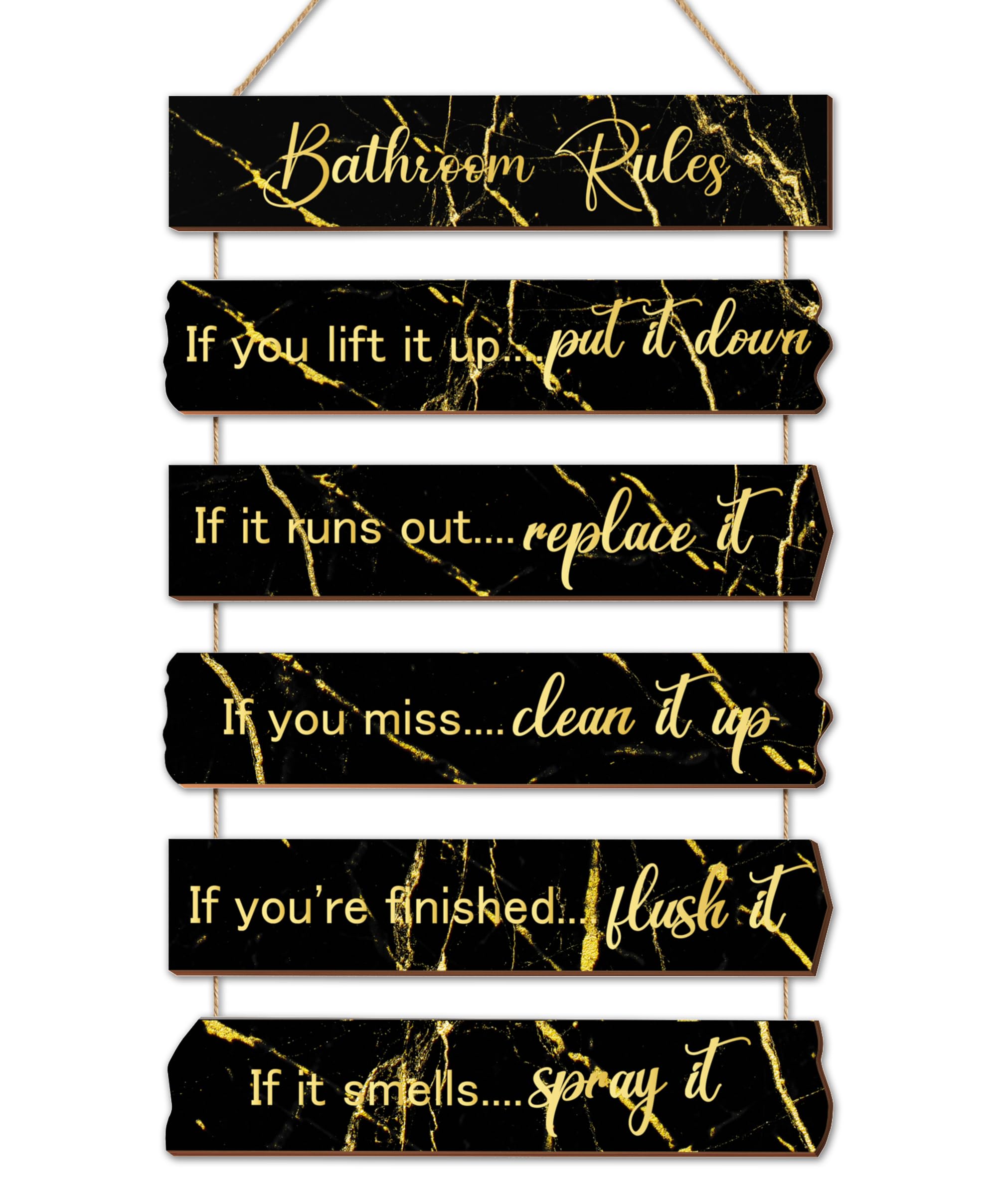 Snapklik.com : Bathroom Rules Bathroom Wall Decor, Black And Gold ...
