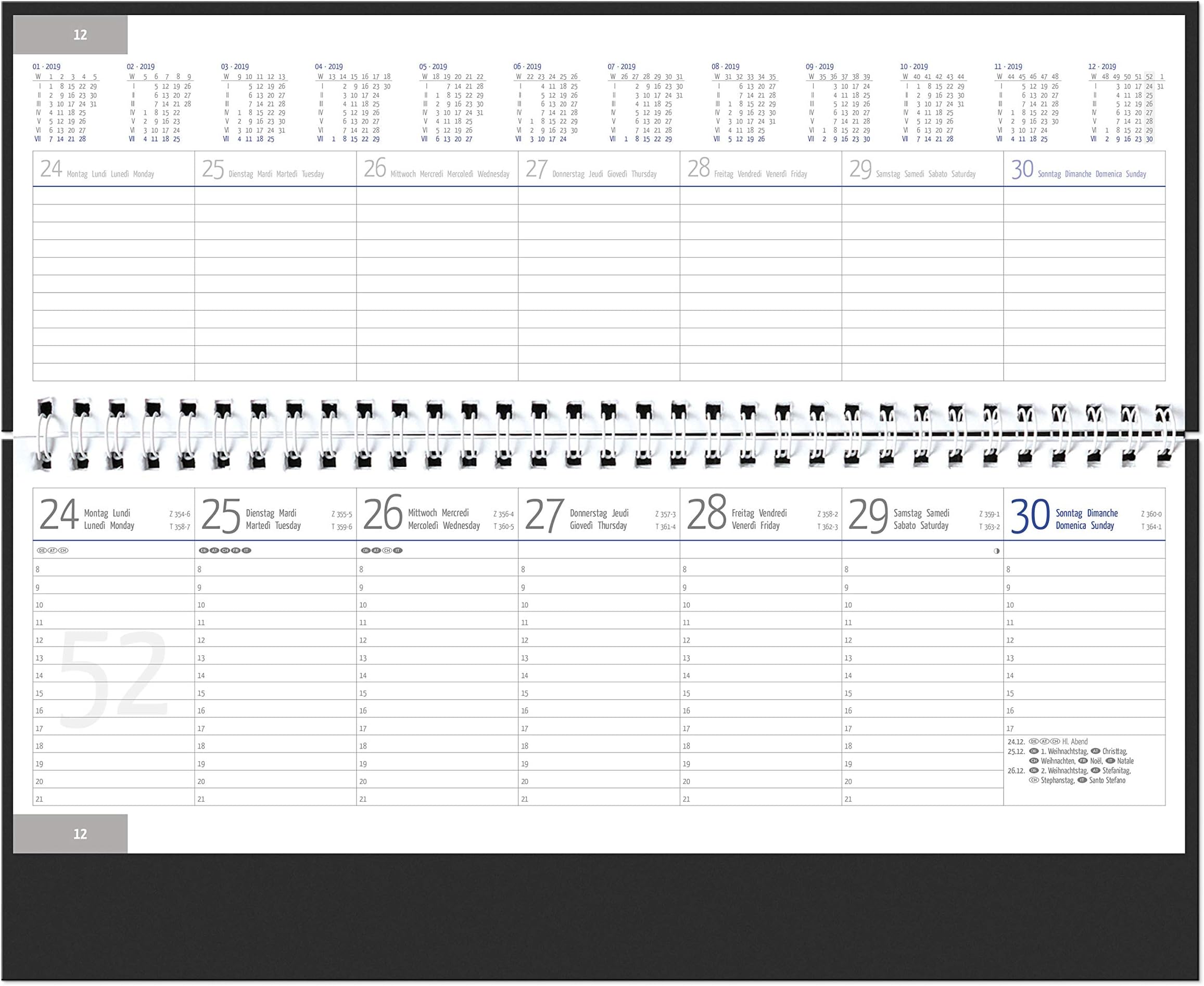 VIRTBST 2024 Tischkalender 1 Woche 2 Seiten, Wochenplaner im querformat ...