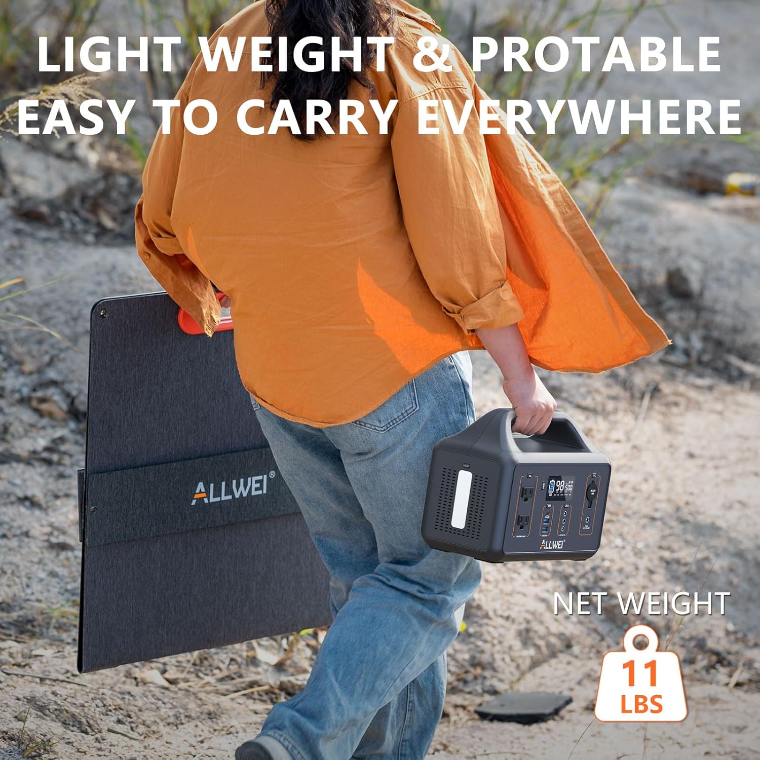 ALLWEI Generador solar de 500 W con 1 panel solar de 100 W incluido ...