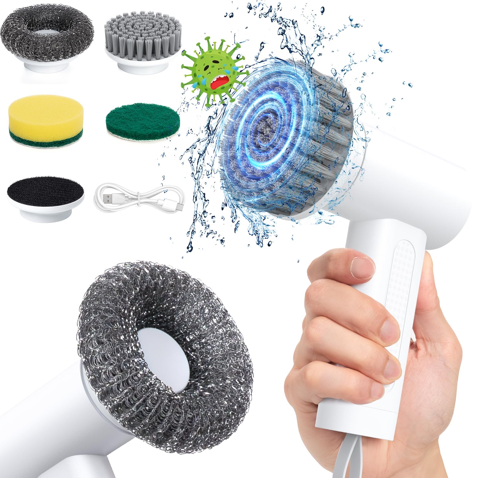 Amazon.com: StarVal Electric Spin Scrubber, 2000 mAh Cordless Power ...