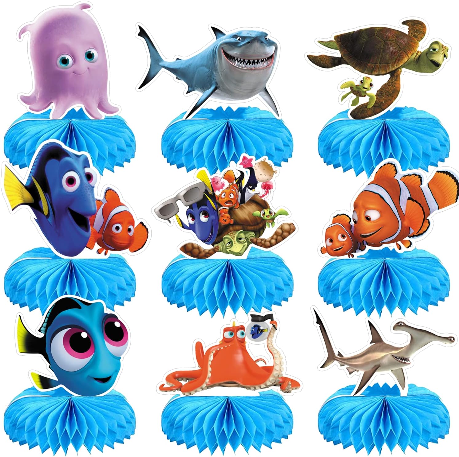 9Pcs Finding Nemo Birthday Party Supplies Finding Nemo Honeycomb ...