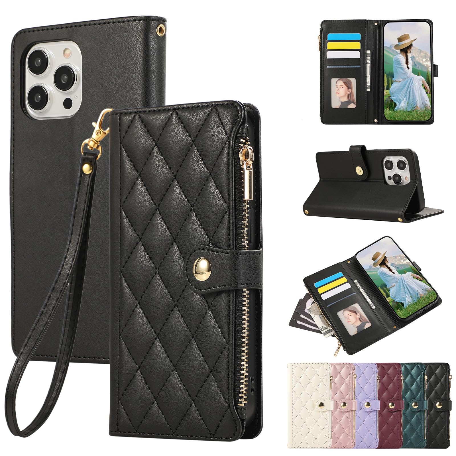 Amazon.co.jp: Rosbtib iPhone 13 Pro Max ケース 手帳型 財布型 カバー いphone13 pro max ケース おしゃれ ファスナー型 小銭入れ ...