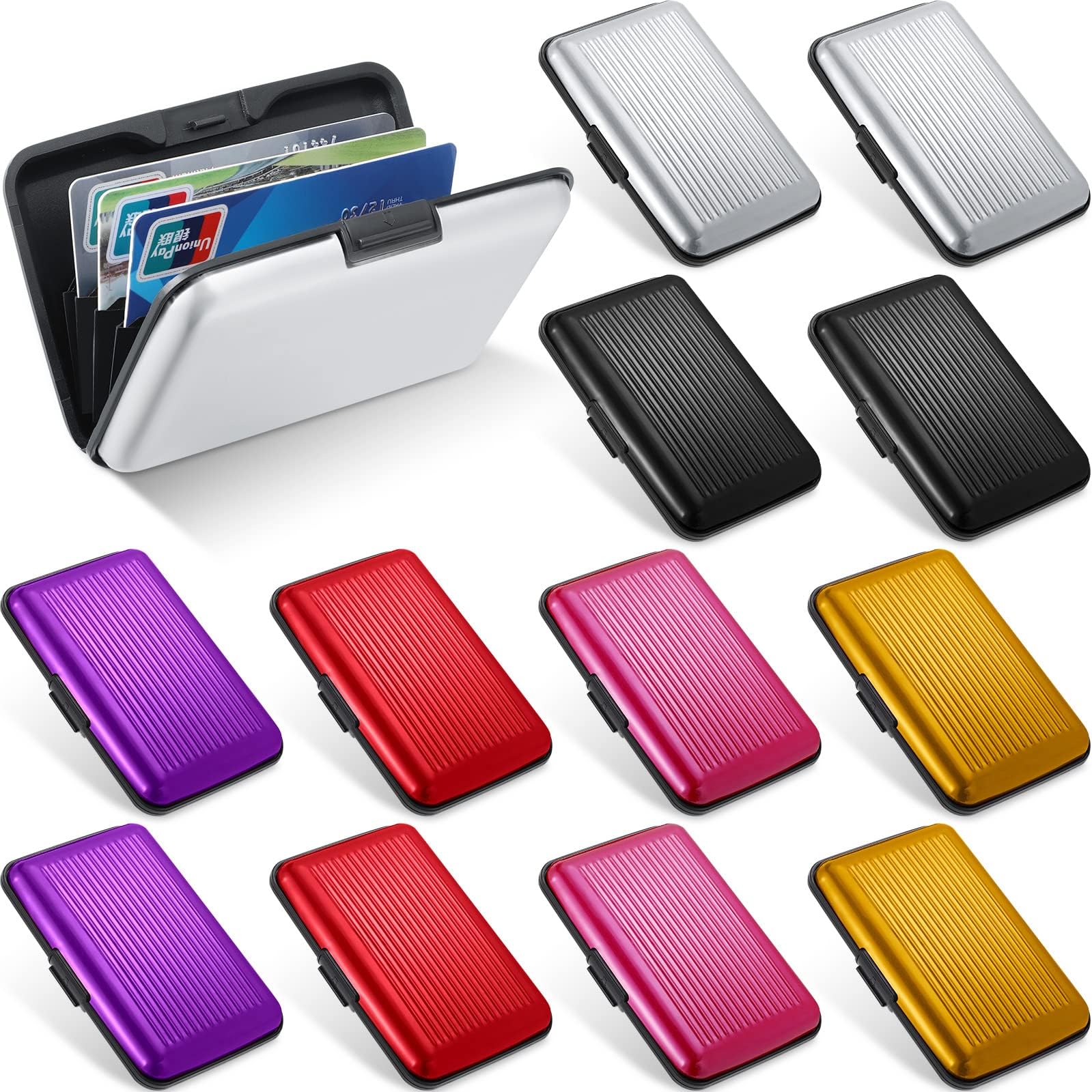 Amazon.com: 12 Pcs Aluminum Wallet Credit Cards Holder Multi Slim RFID Blocking ID Credit Card ...