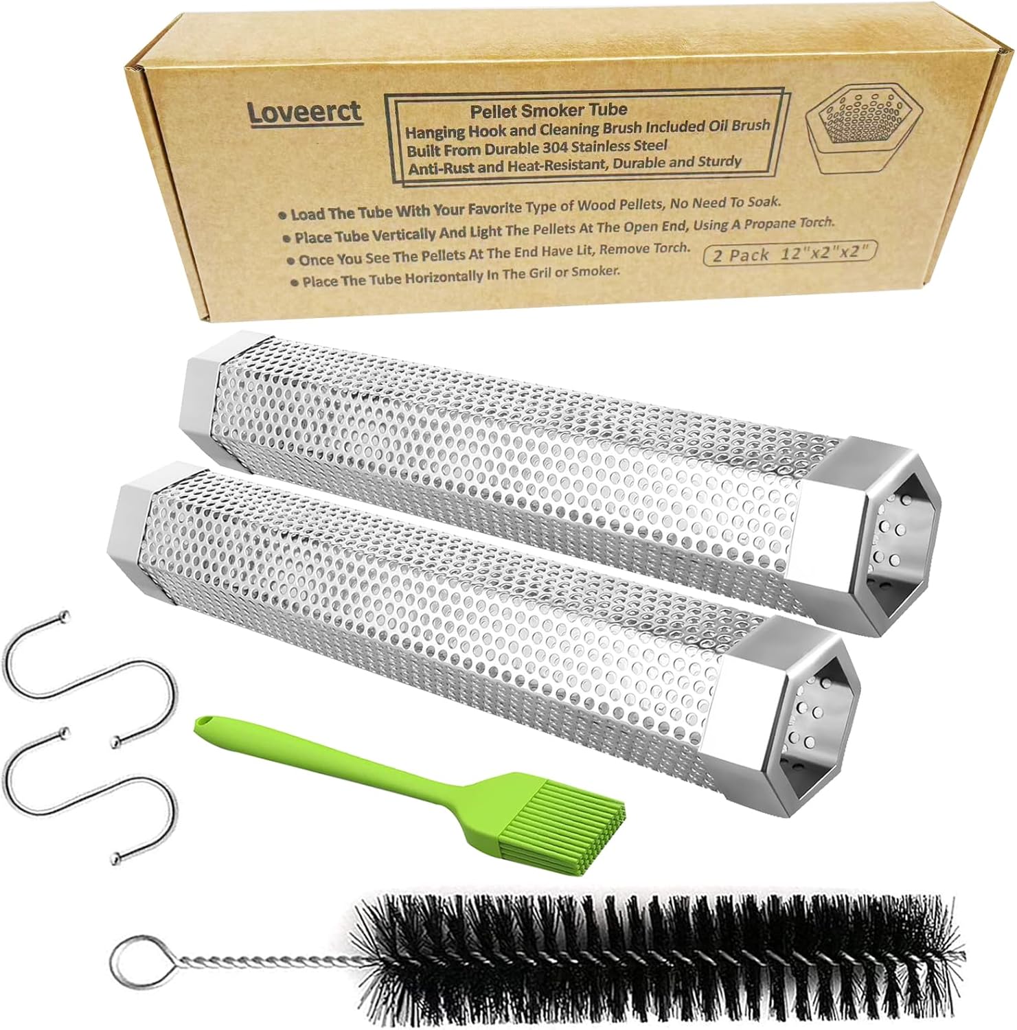 Amazon.com : 2 Pack 12" Smoker Tube, Pellet Smoker Tube Stainless Steel ...