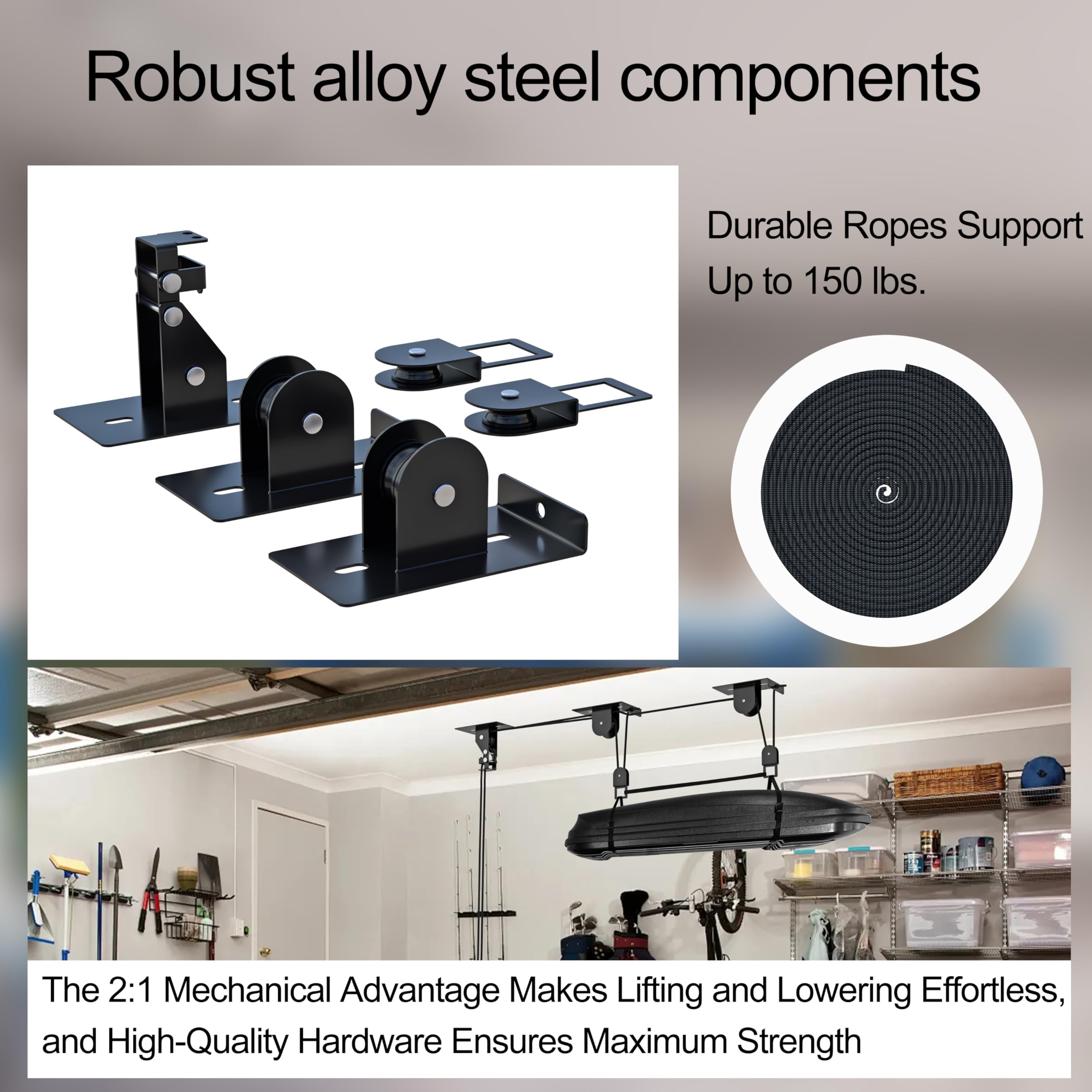 Snapklik.com : TRUSOON 2025 Upgrade Cargo Box Garage Pulley System