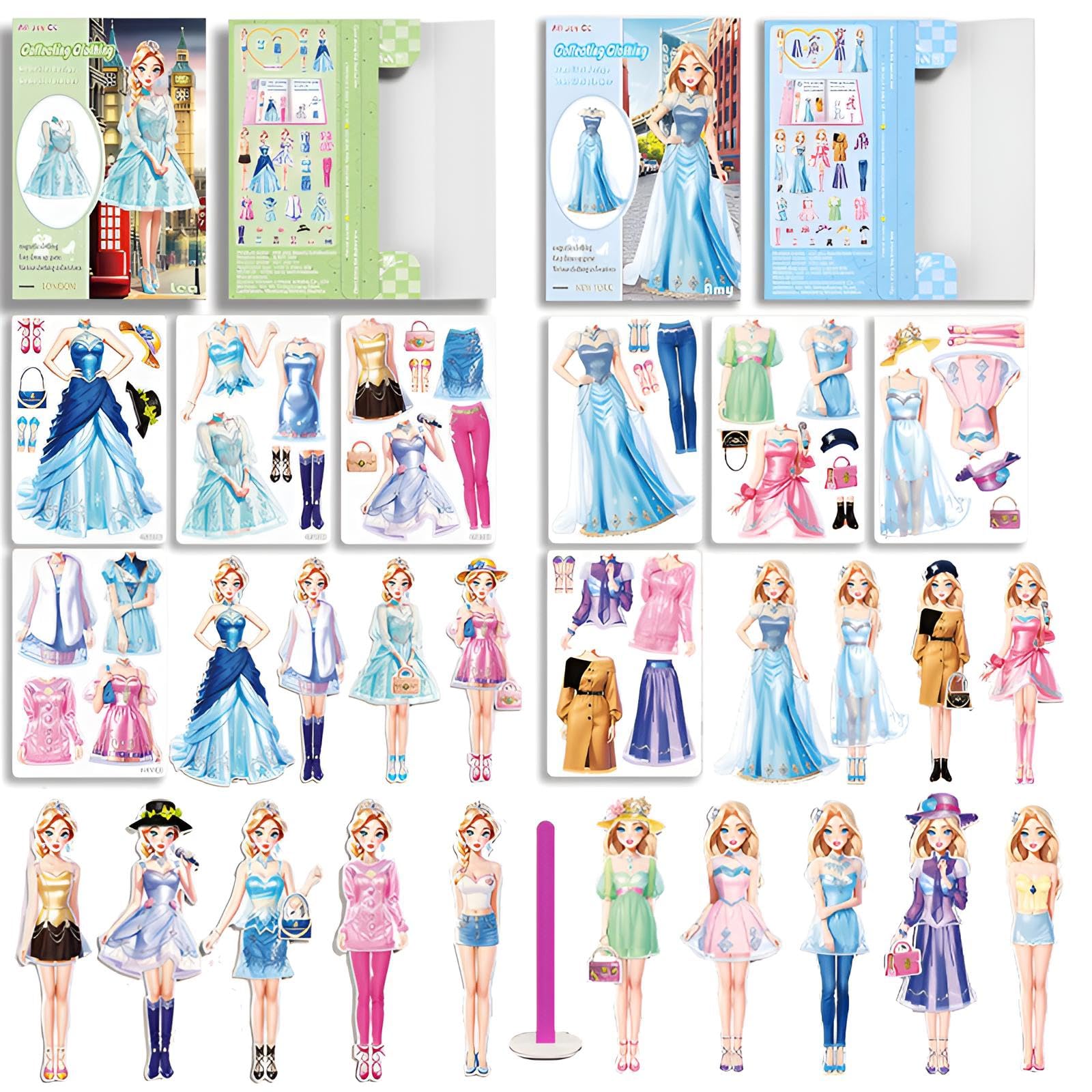 Amazon.com: Beatifulog 2 PCS Magnetic Dress Up Dolls, Magnetic Princess ...